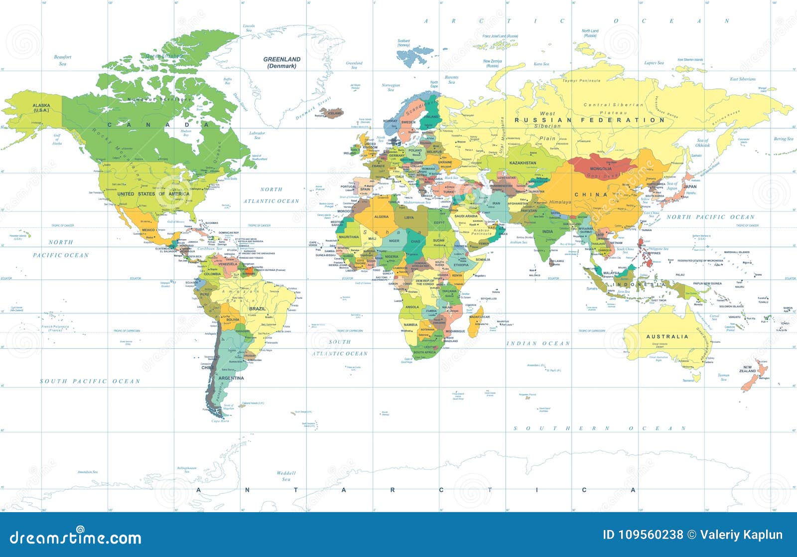 Political Colored World Map Vector Stock Illustration | CartoonDealer ...