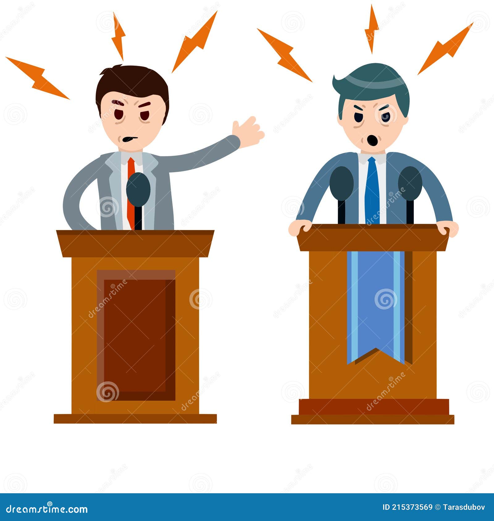 Candidate Dispute Versus Opposition With Megaphone Concept Debate