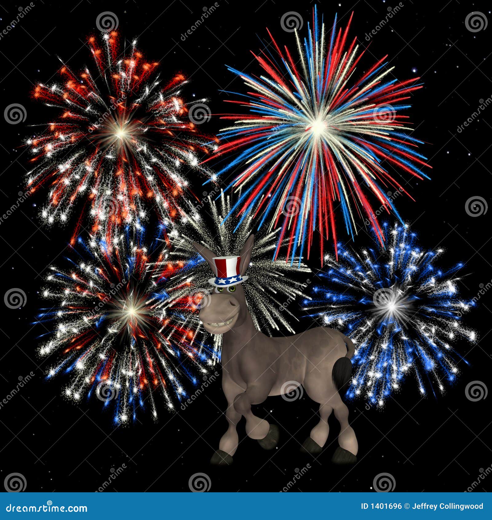 Political Donkey - Fireworks Stock Illustration - Illustration of blue ...