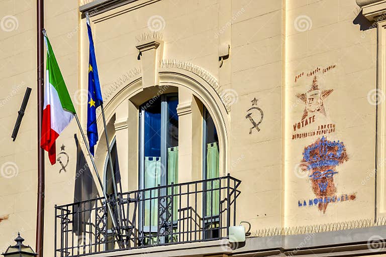 Political graffiti editorial photo. Image of italian - 295476956