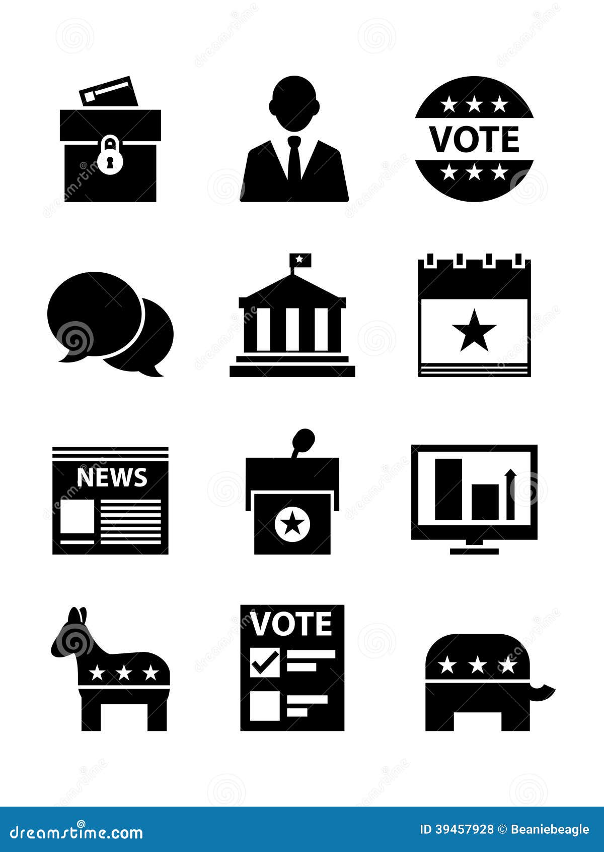 Political Icons Set Editorial Stock Photo - Image: 39457928