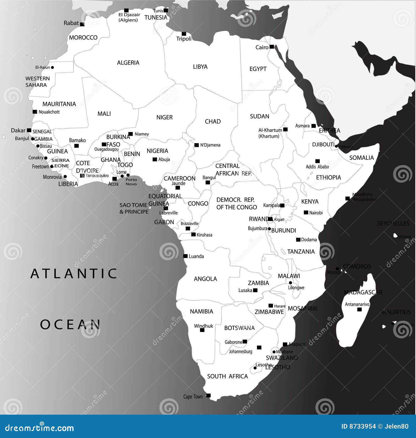Political map of Africa stock vector. Illustration of color - 8733954
