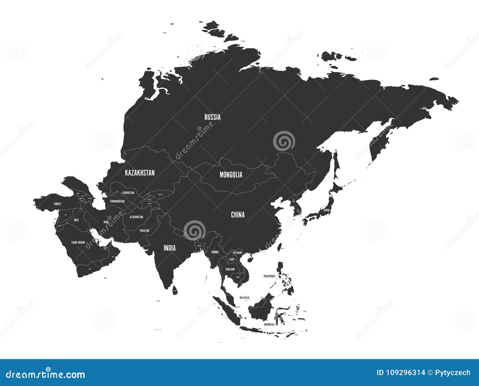 Political Map of Asia. Vector Illustration. Stock Vector - Illustration ...