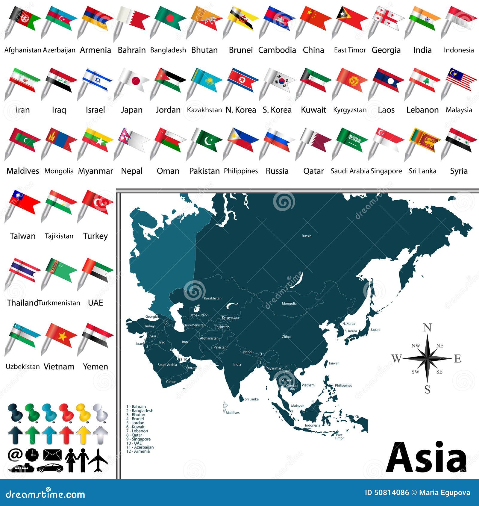Political Map Of Asia Vector Illustration | CartoonDealer.com #50814086