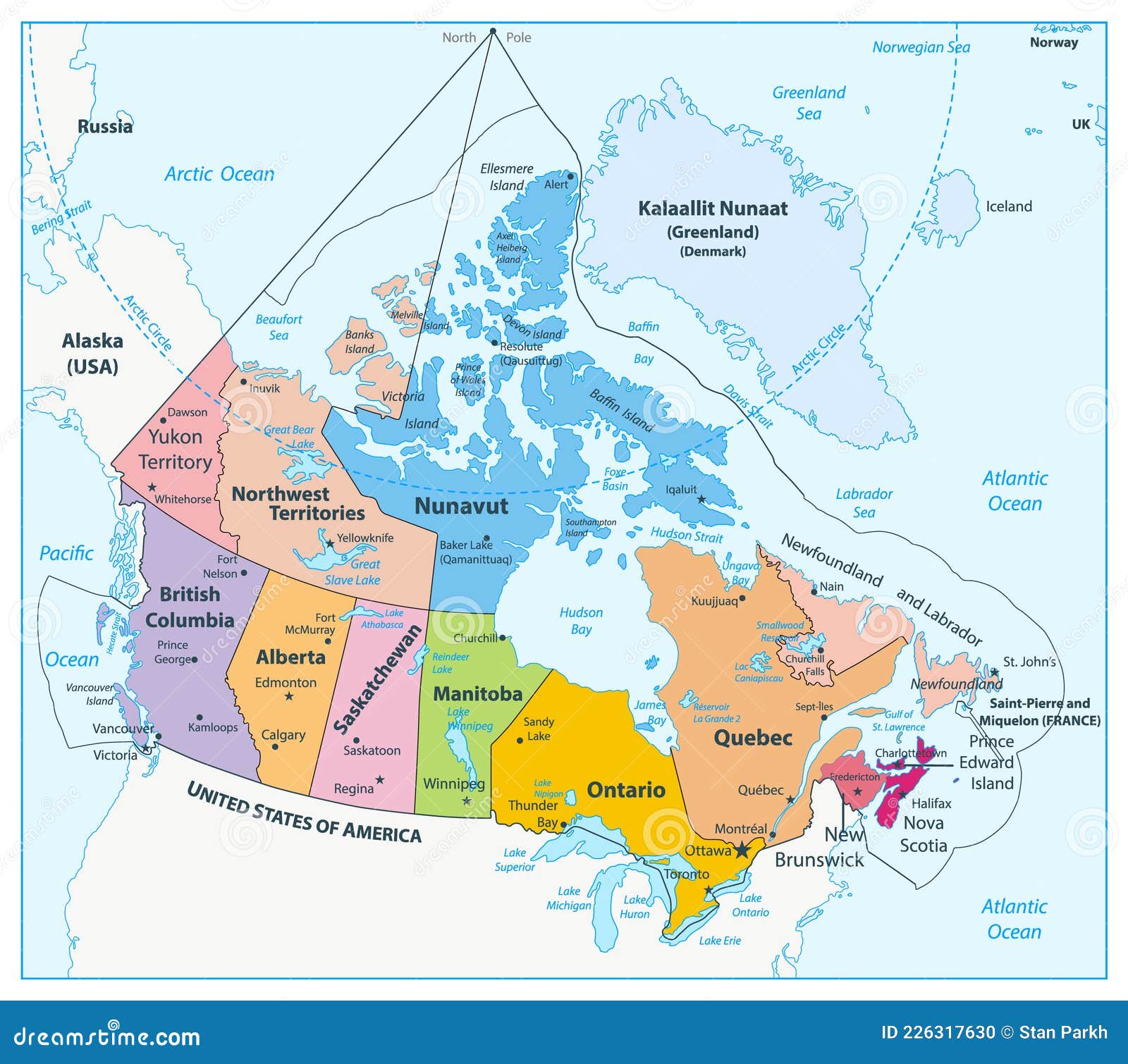 Political map of Canada stock vector. Illustration of great - 226317630