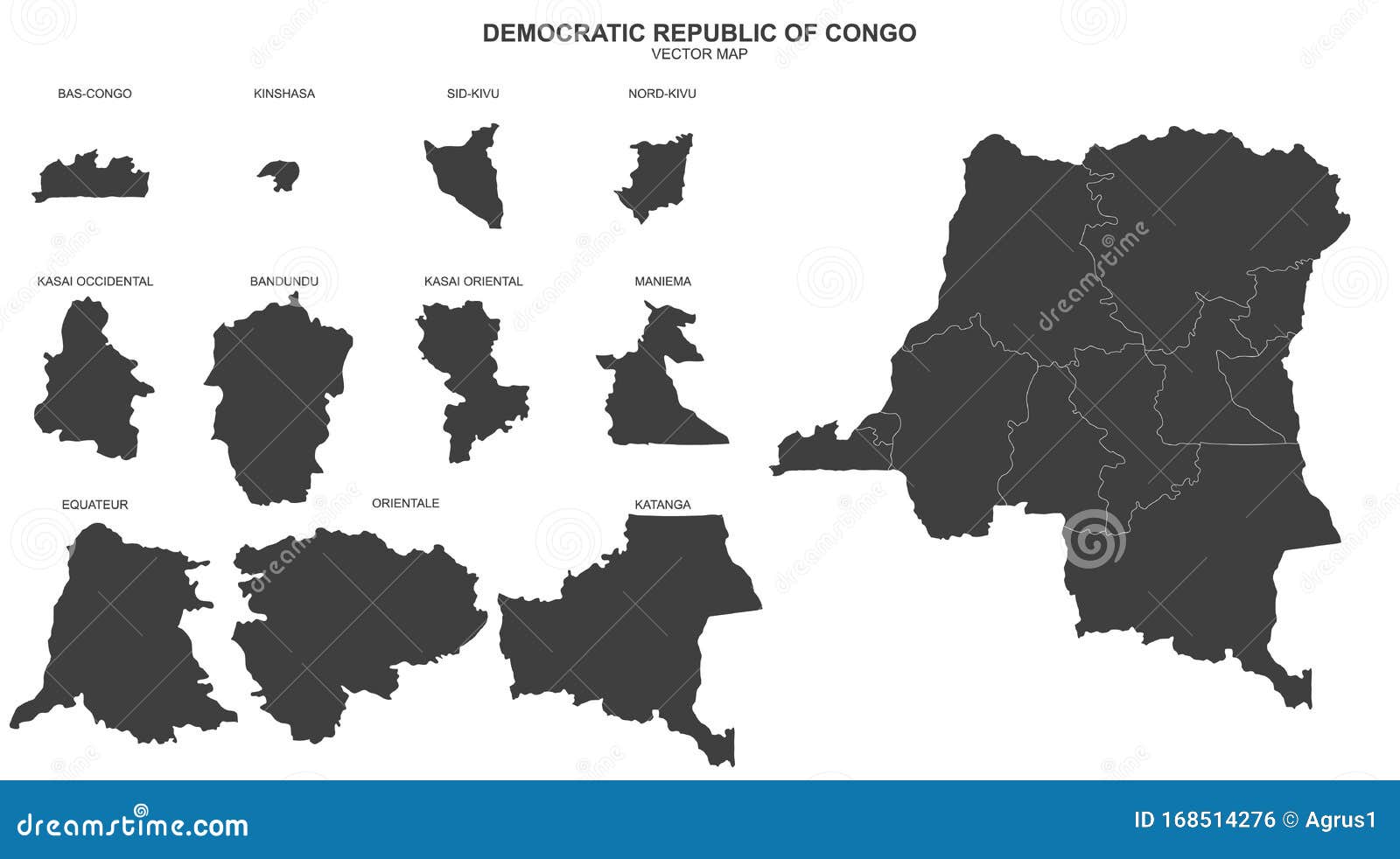 Political Map Of Democratic Republic Of Congo Isolated On Transparent ...