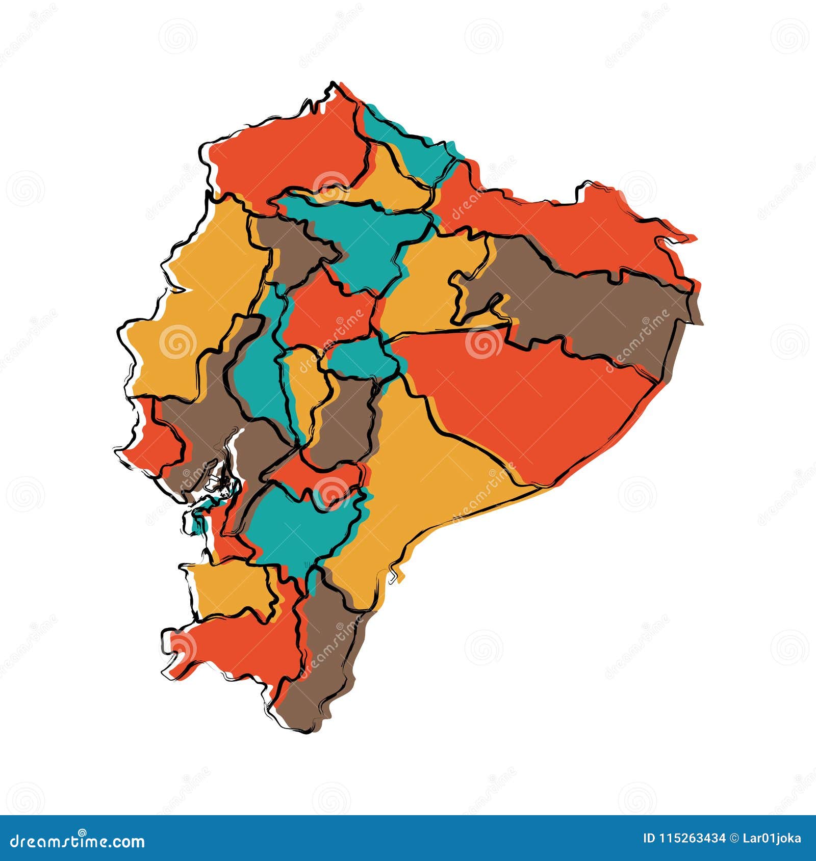 Political map of Ecuador stock vector. Illustration of business - 115263434