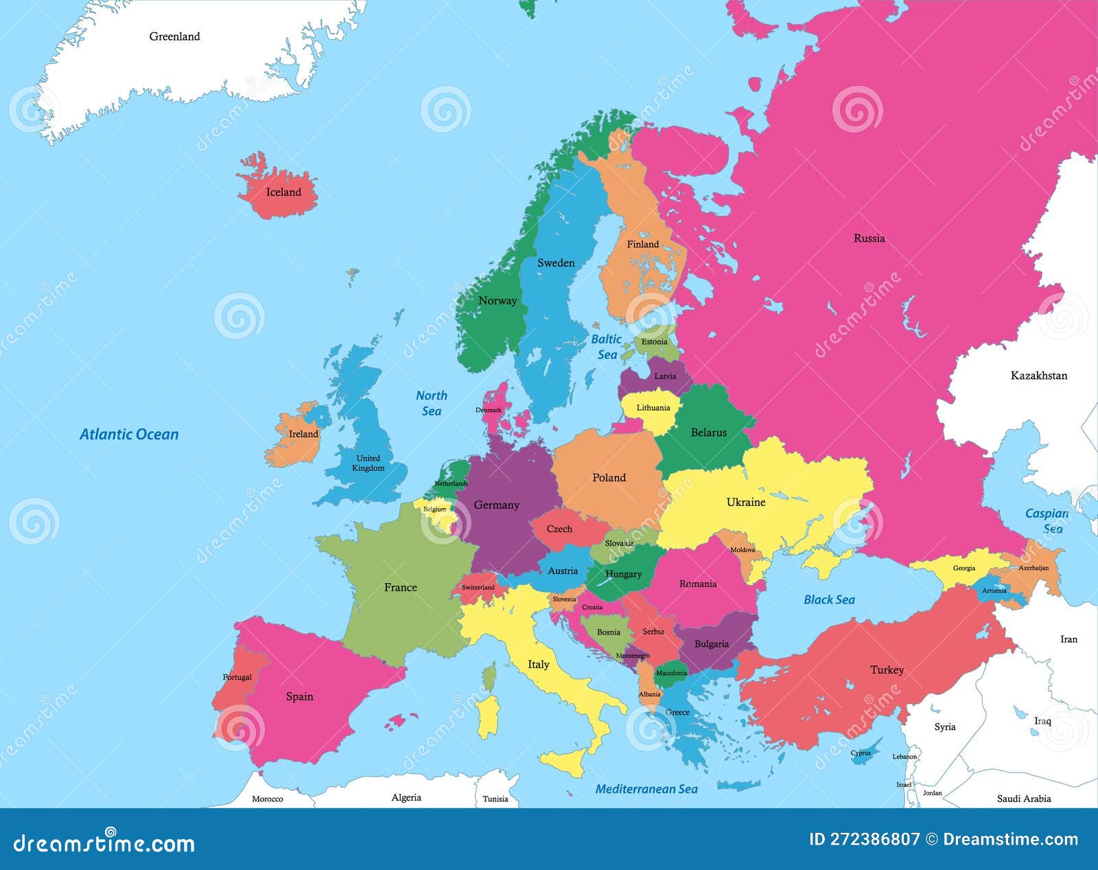 Political Map of Europe with Borders Stock Vector - Illustration of ...