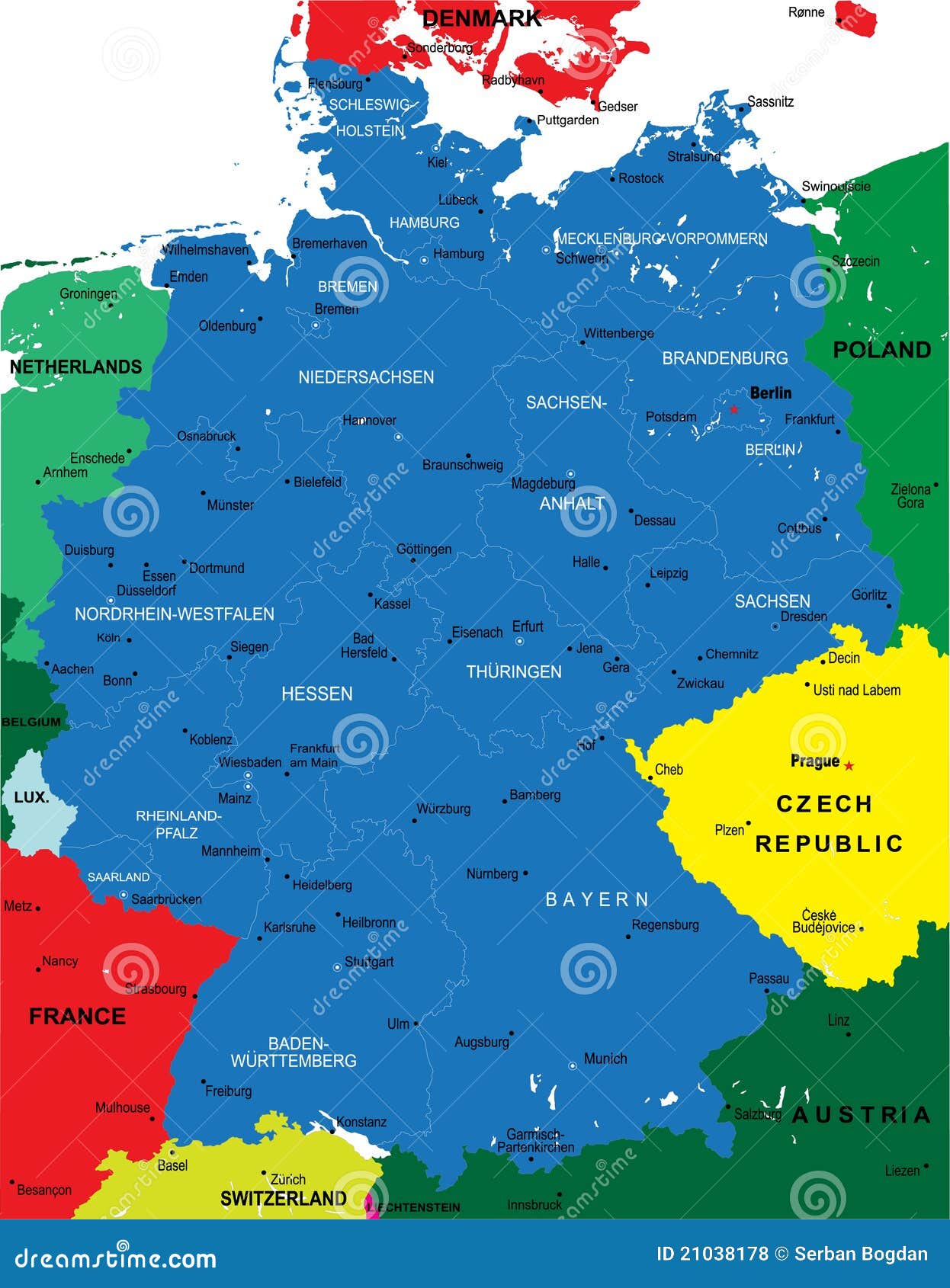 Political Map Of Germany Vector Illustration | CartoonDealer.com #21038178