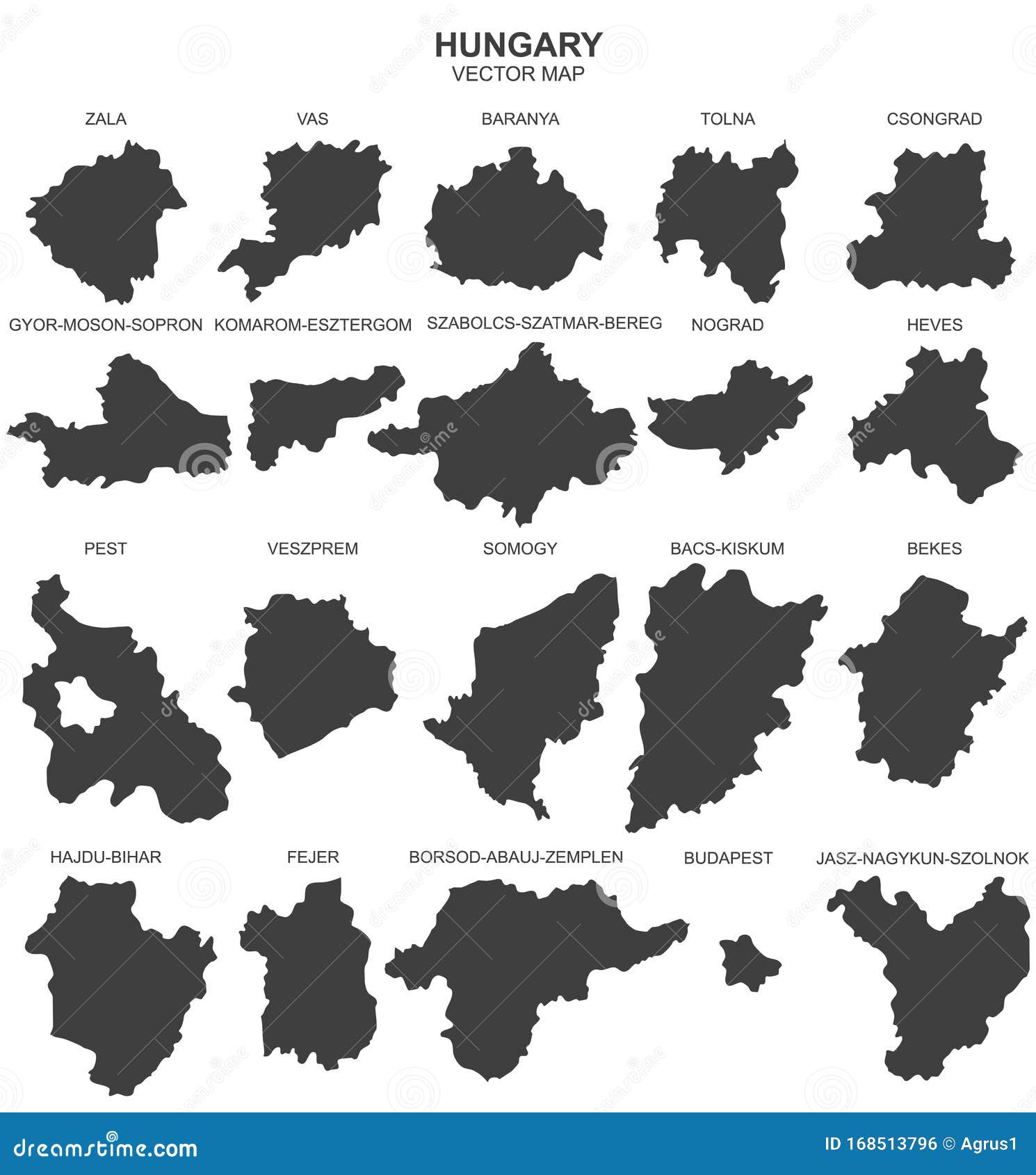 Political Map Of Hungary Isolated On White Background Vector ...