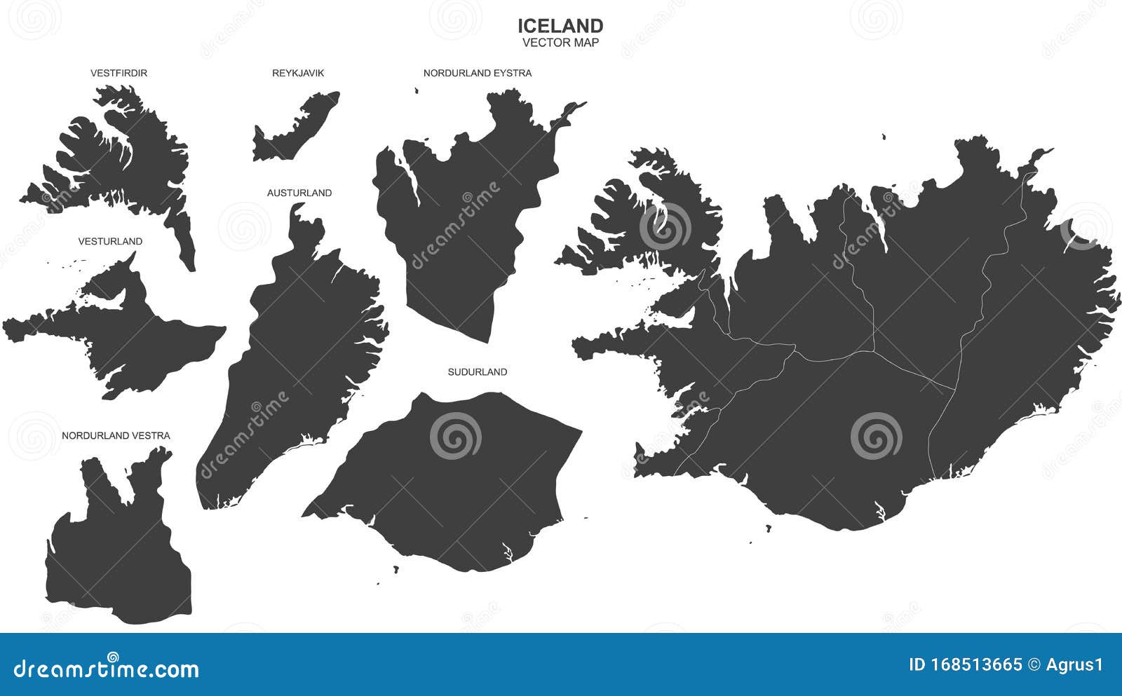 Political Map Of Iceland Isolated On Transparent Background Vector ...