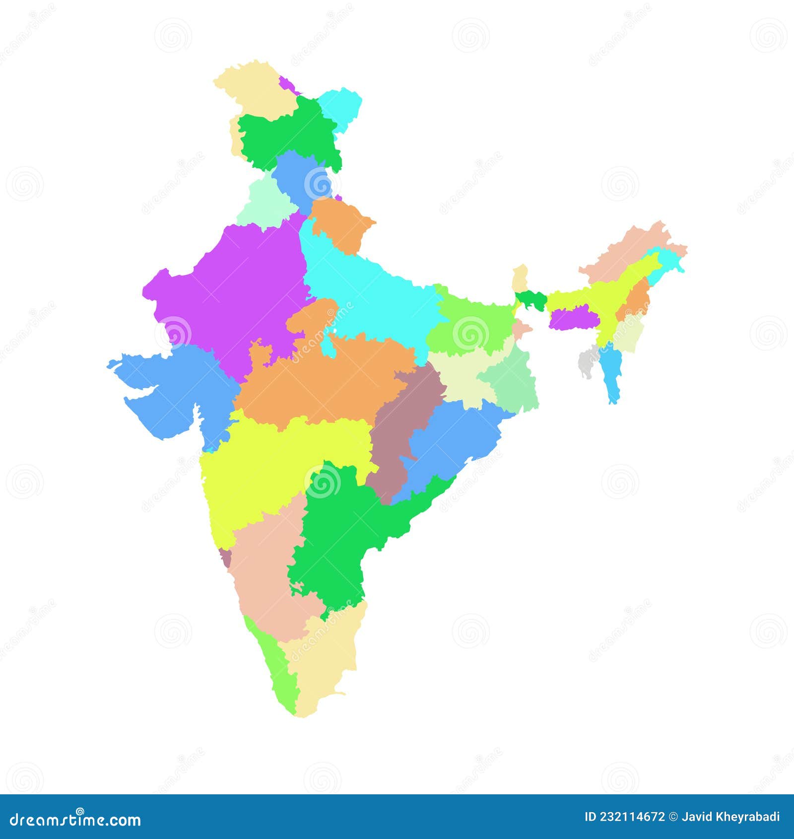Political Map Of India Illustration On White Background Stock Vector