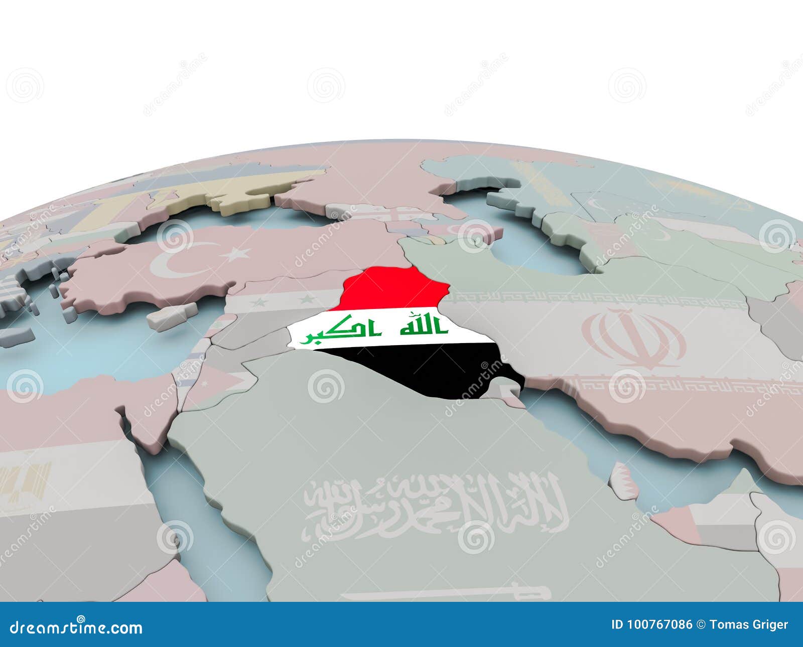 Political Map of Iraq on Globe with Flag Stock Illustration ...