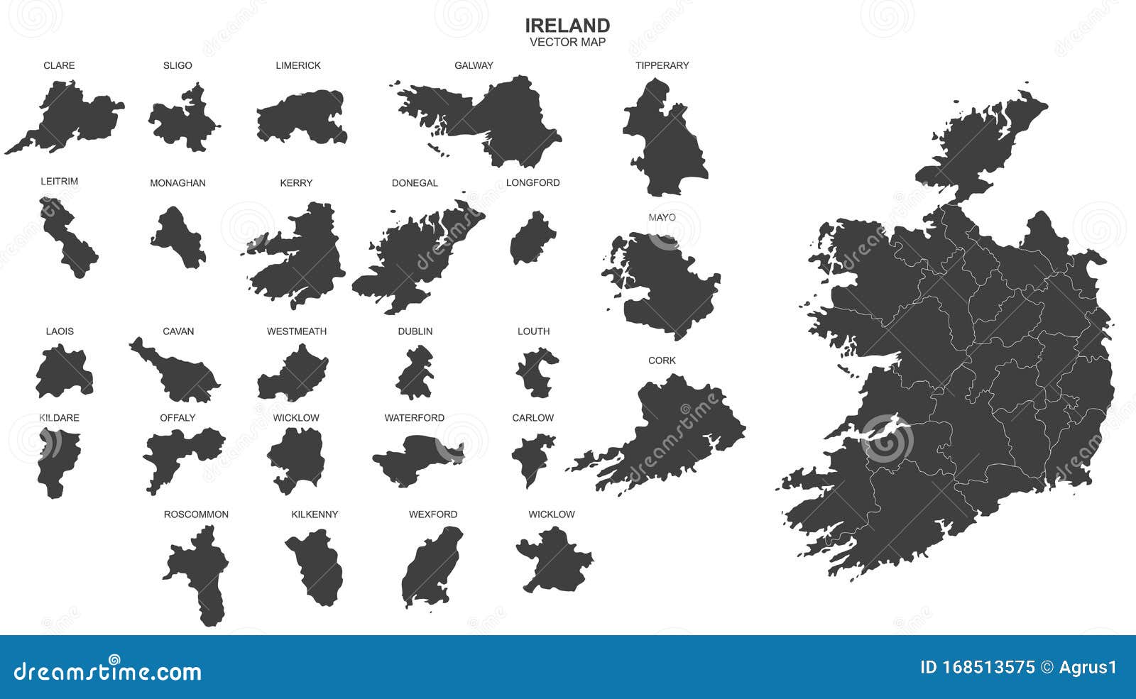 Political Map Of Ireland Isolated On Transparent Background Vector ...