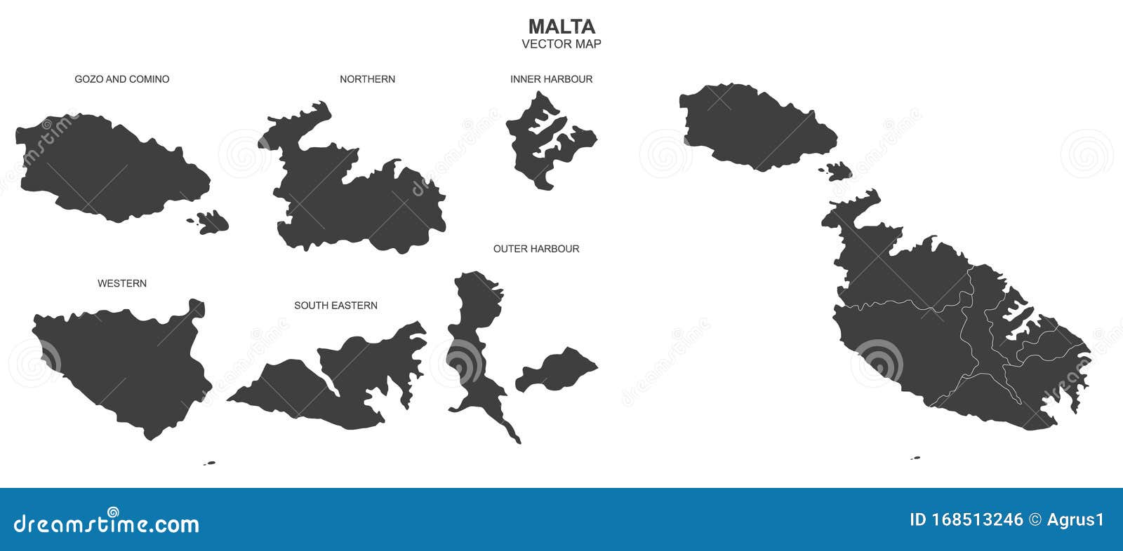Political Map of Malta Isolated on White Background Stock Vector ...