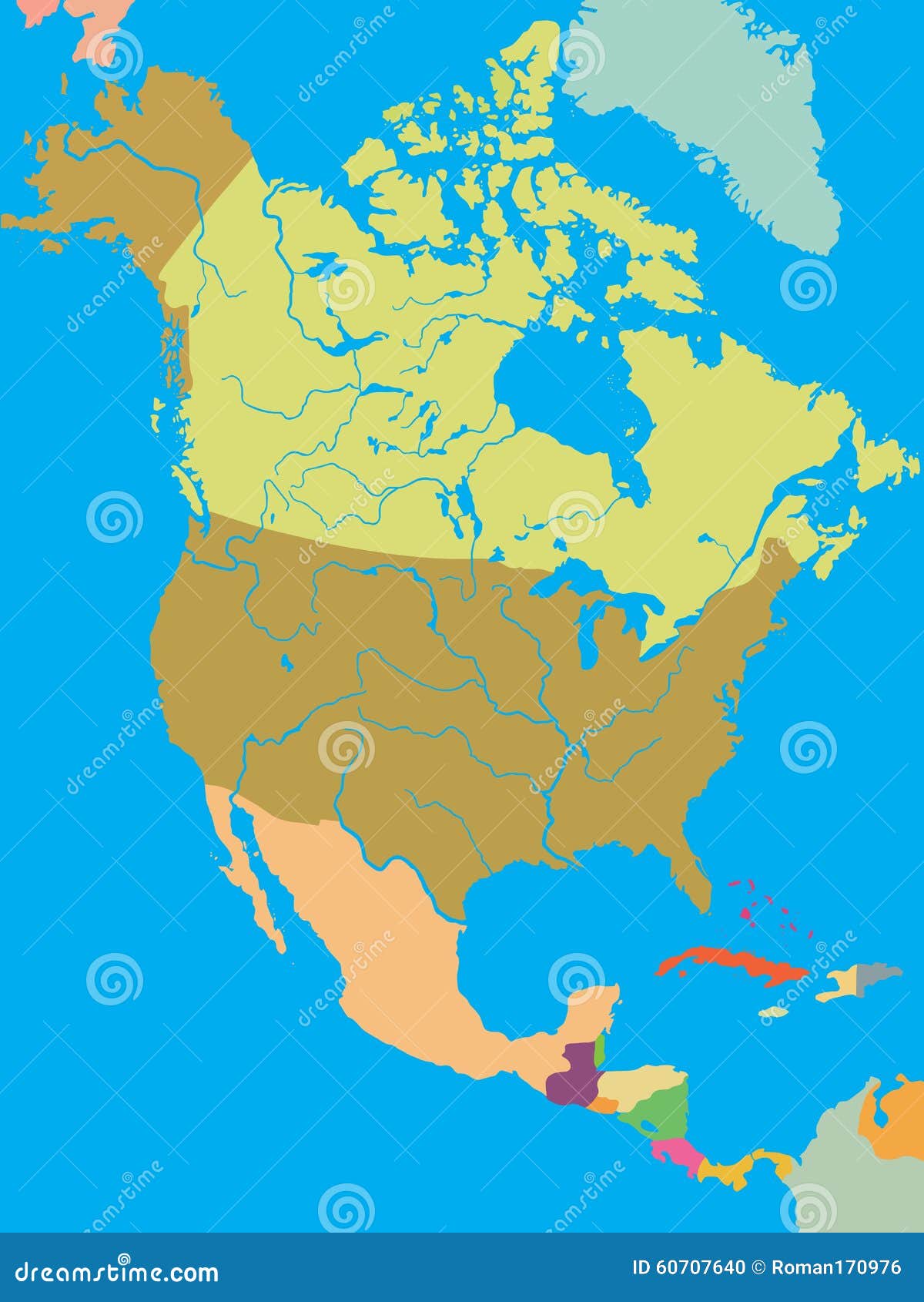 Political Map of North America Stock Vector - Illustration of country ...