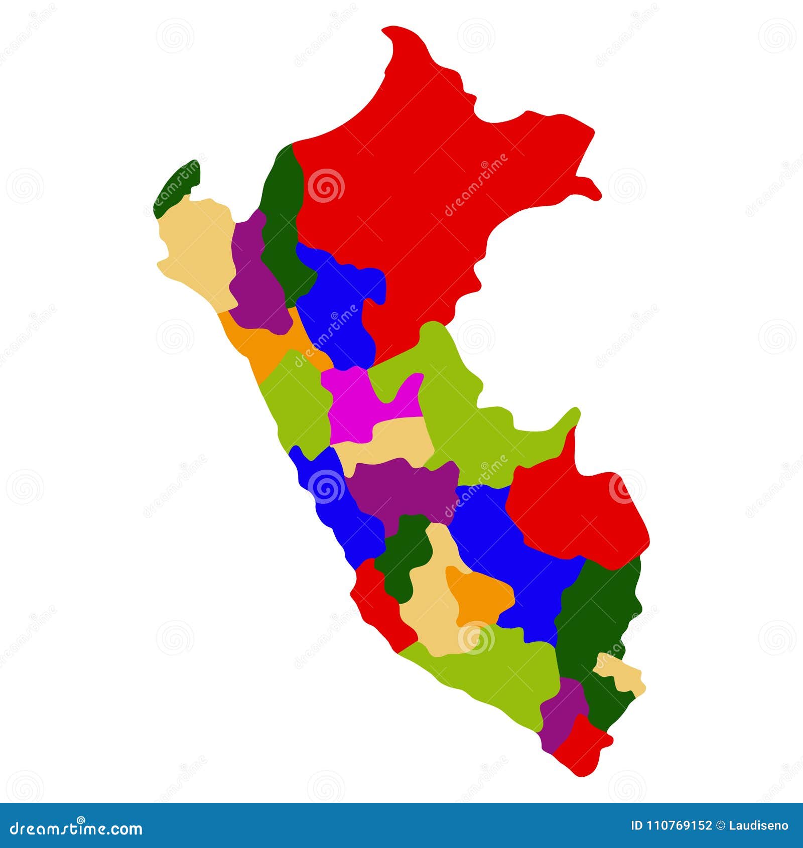 Political map of Peru stock vector. Illustration of colorful - 110769152