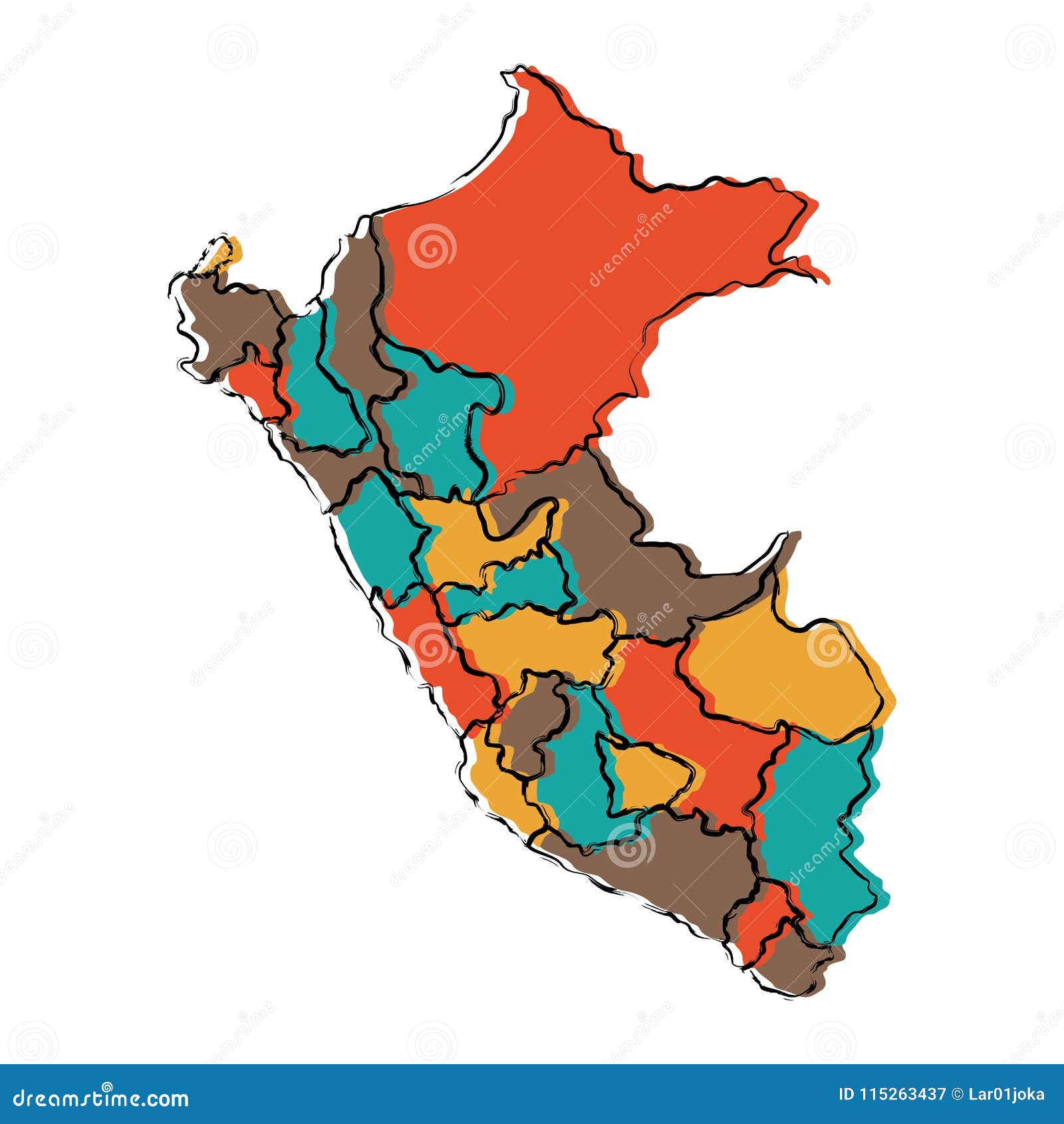Political map of Peru stock vector. Illustration of style - 115263437