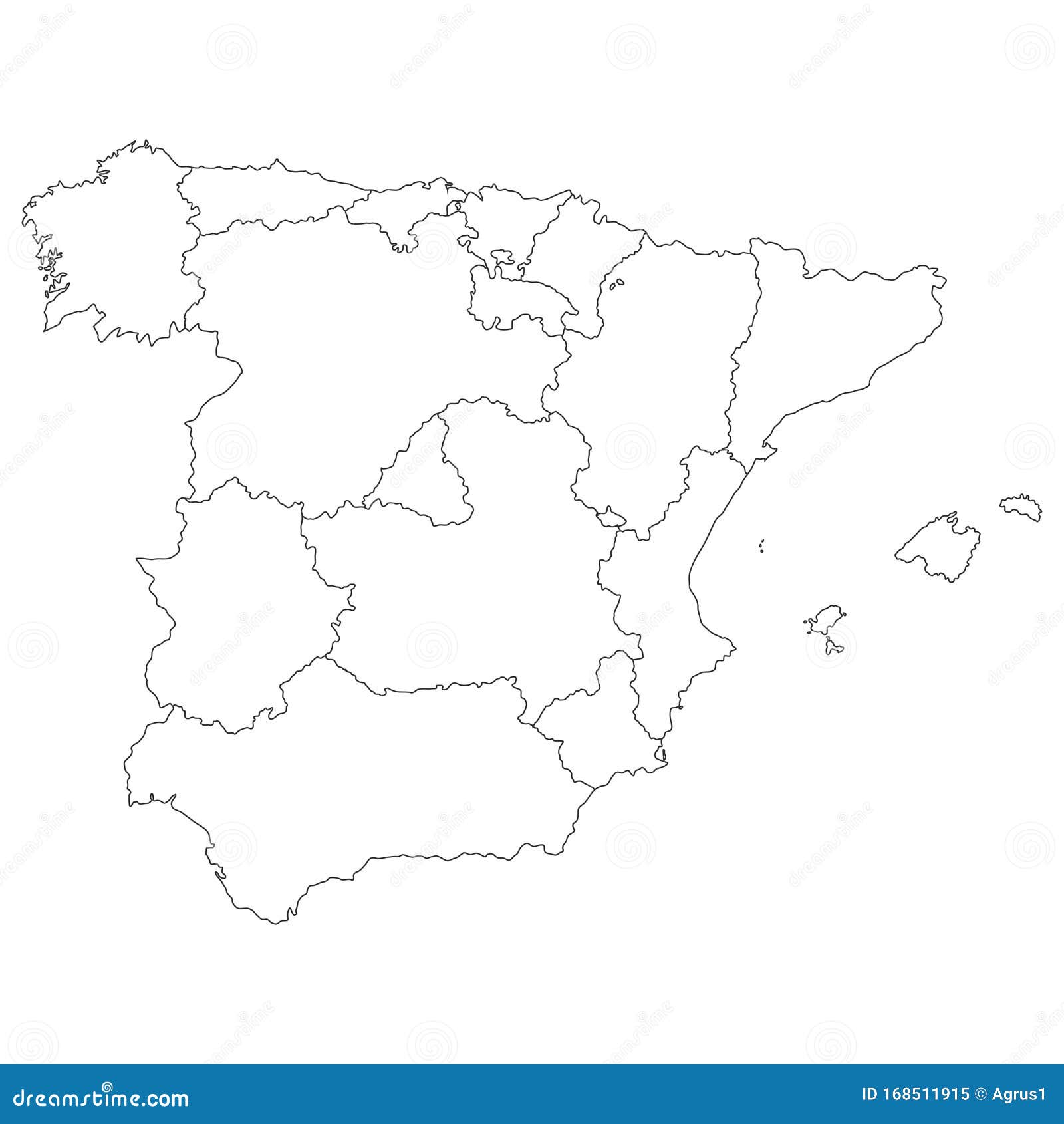 Political Map of Spain with Borders of Regions Stock Vector ...