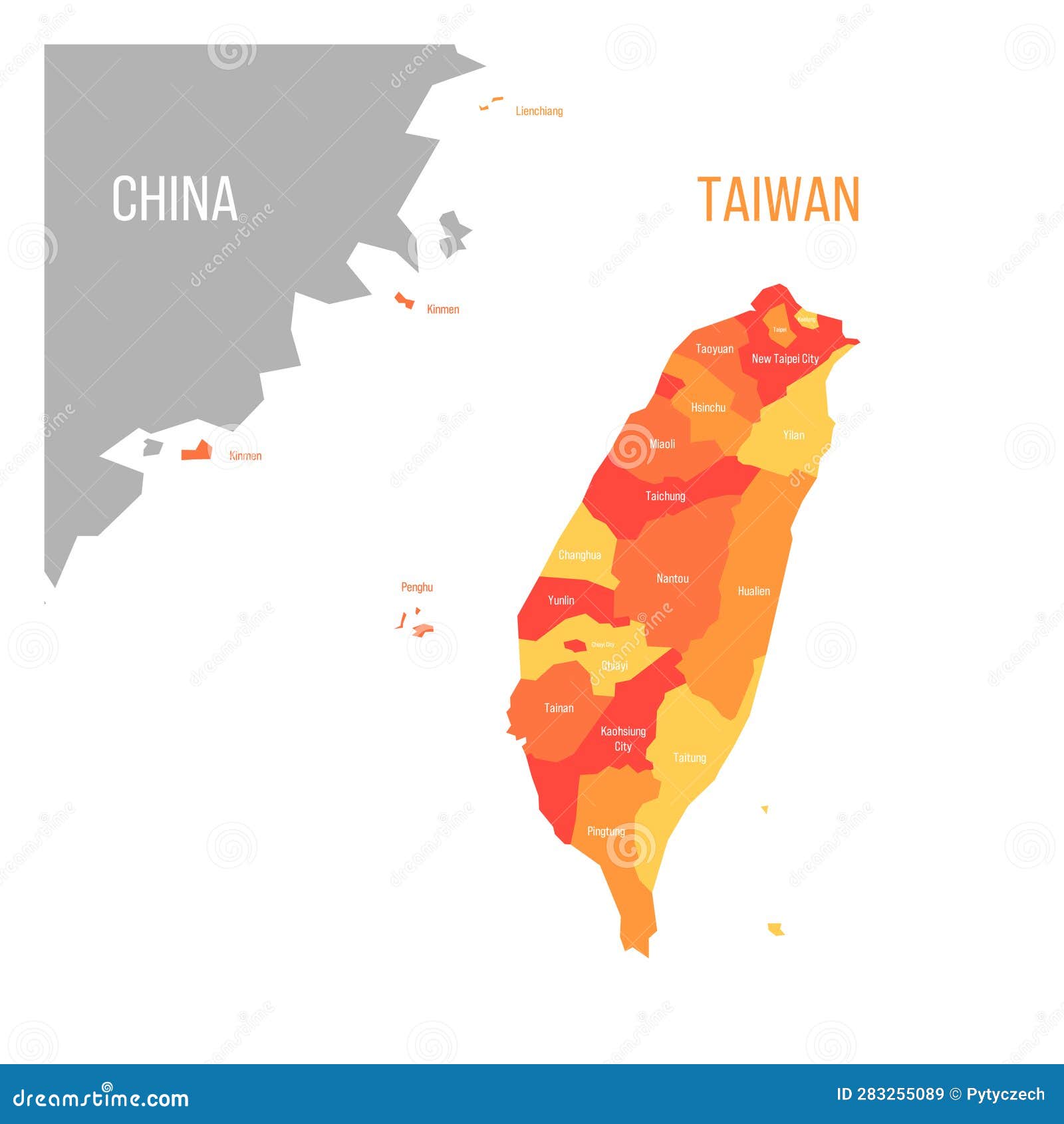 Political map of Taiwan stock illustration. Illustration of geography ...