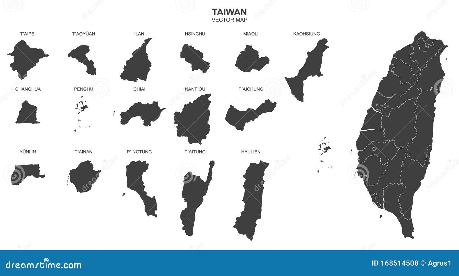 Political Map of Taiwan Isolated on White Background Stock Vector ...