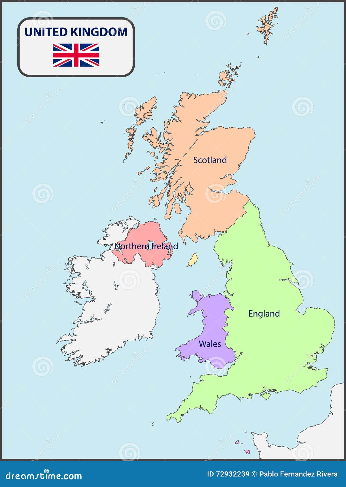 Political Map of UK with Names Stock Vector - Illustration of south ...