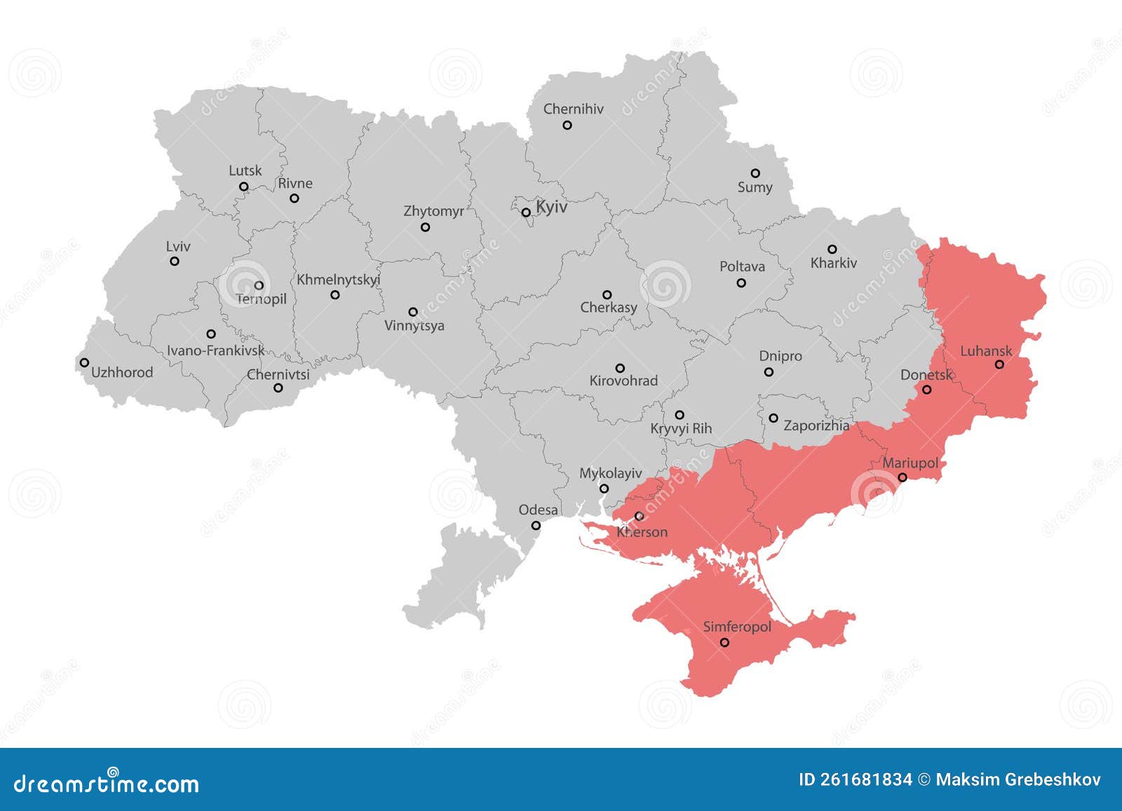 Political Map Of Ukraine With Borders Of The Regions. Template For Your ...