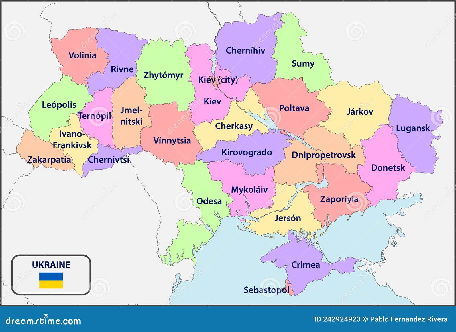 Political Map of Ukraine stock vector. Illustration of nation - 242924923