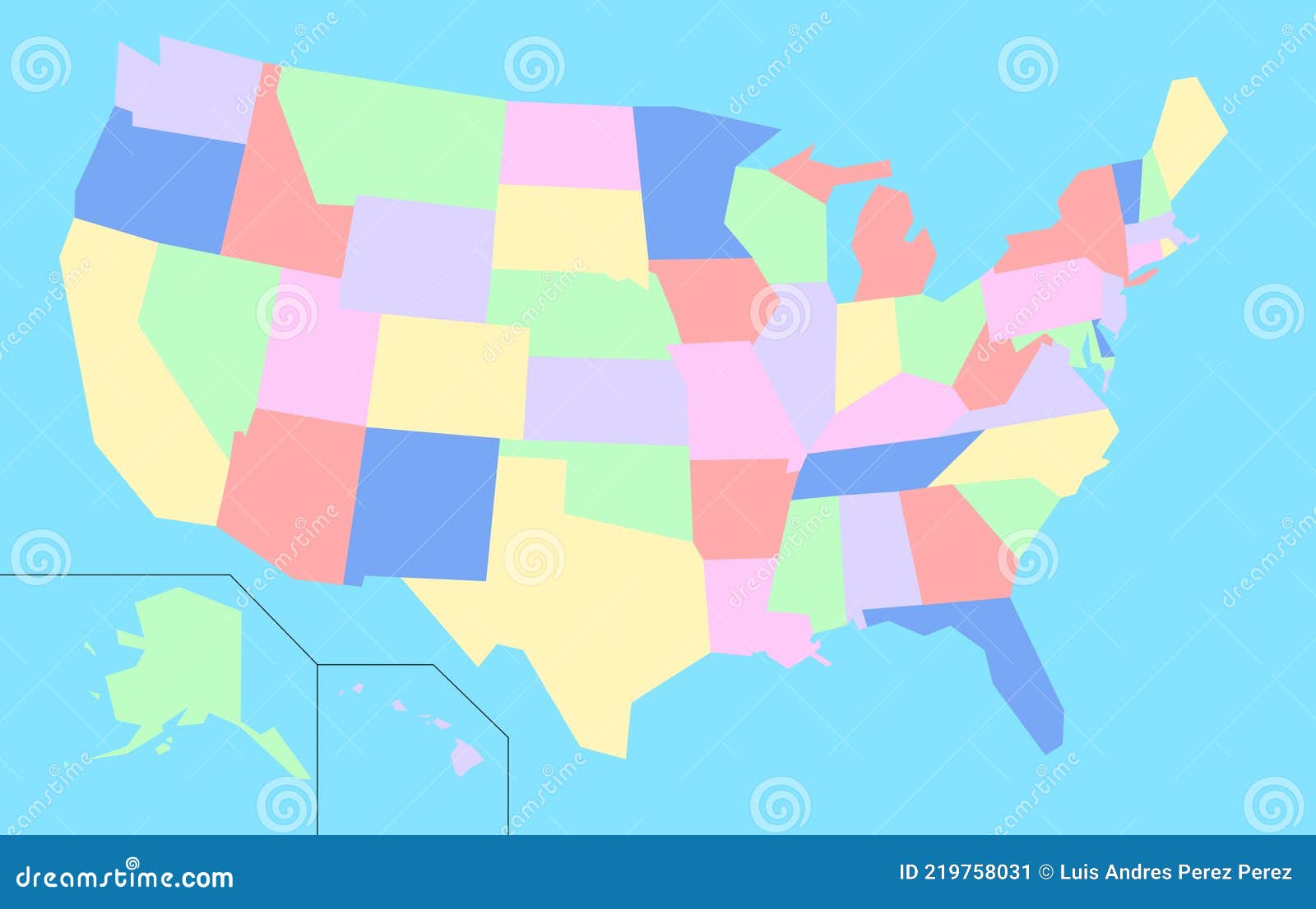 Political Map of Usa States To Study Stock Illustration - Illustration ...