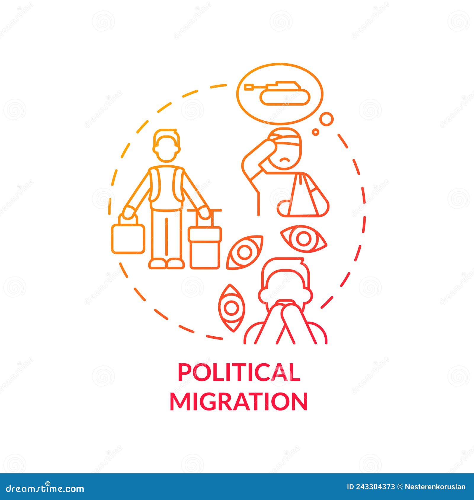 Political Migration Red Gradient Concept Icon Stock Vector ...