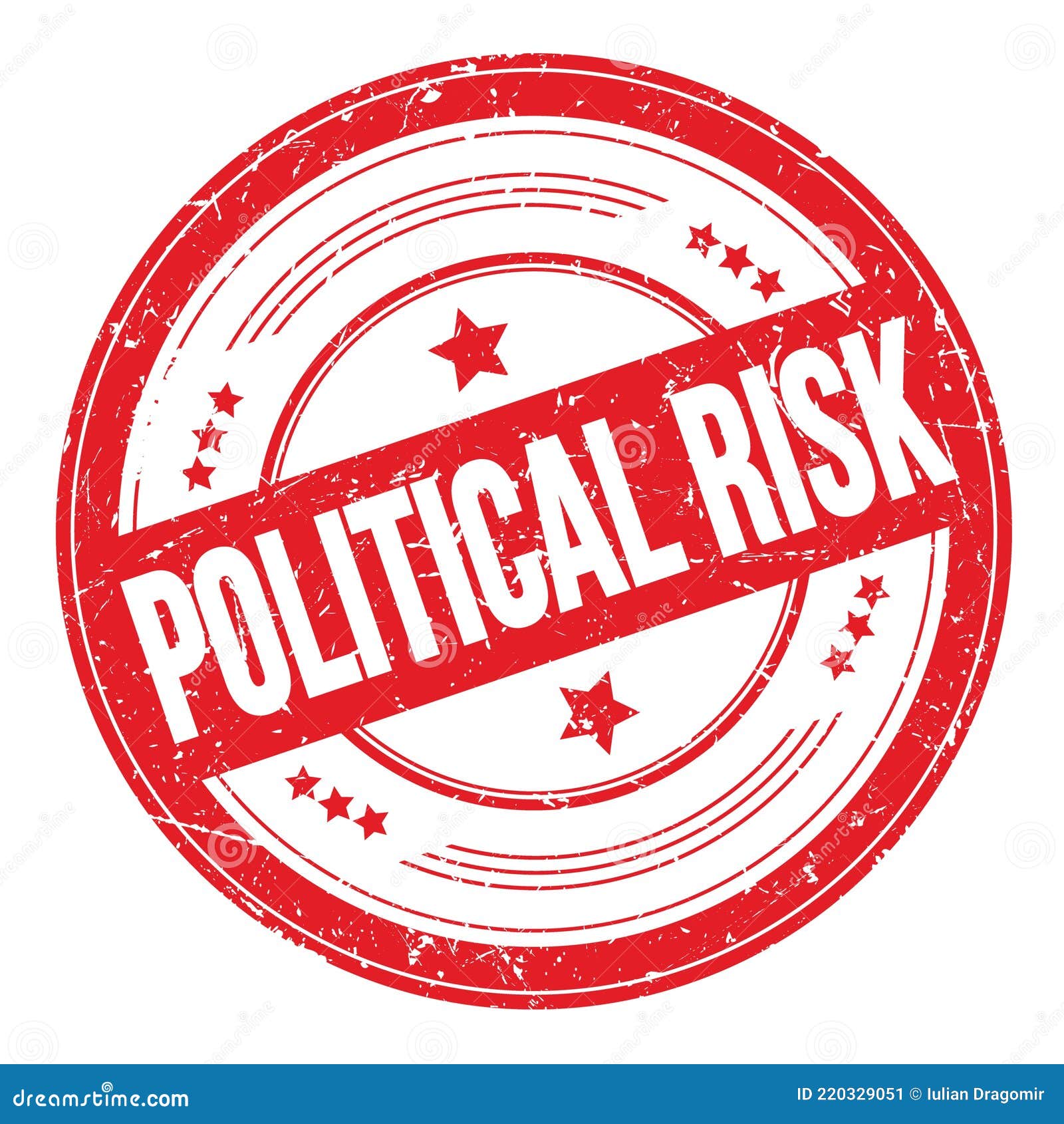 POLITICAL RISK Text on Red Round Grungy Stamp Stock Illustration ...