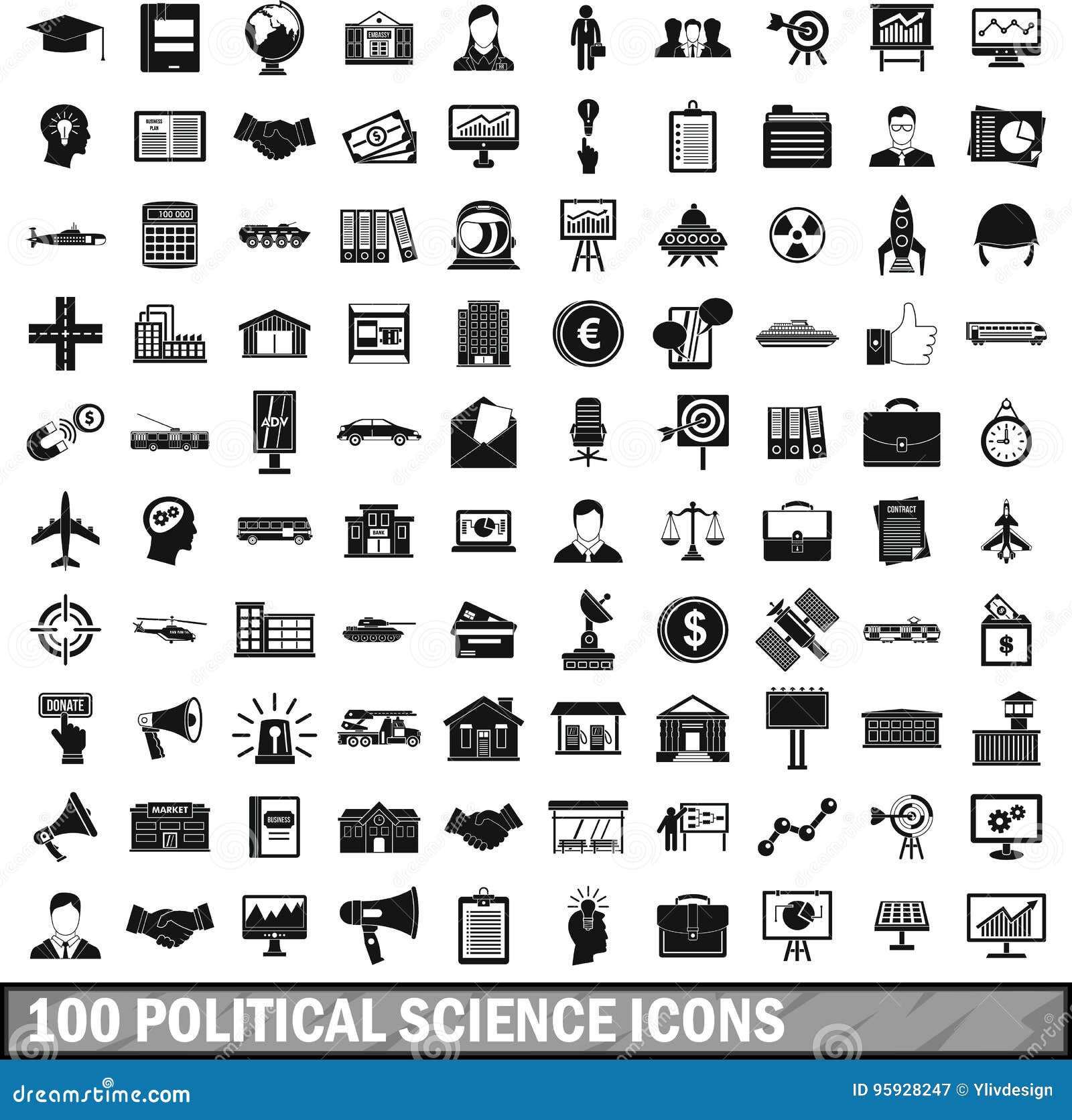 100 Political Science Icons Set, Simple Style Stock Vector ...