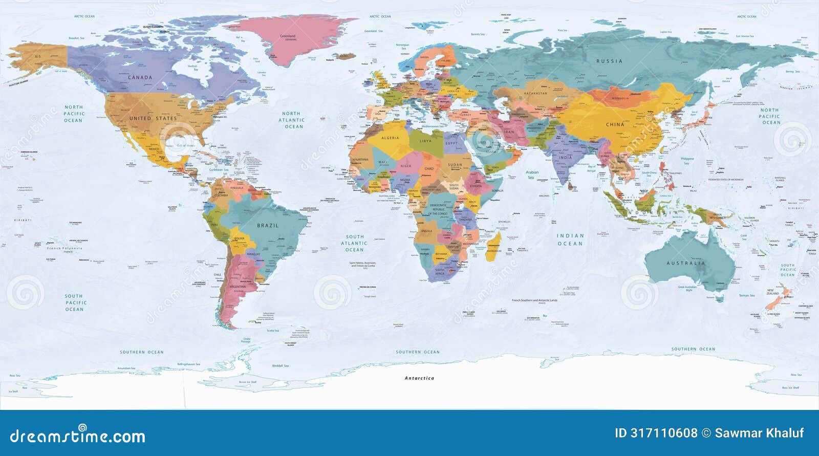 Political simple world map stock illustration. Illustration of line ...