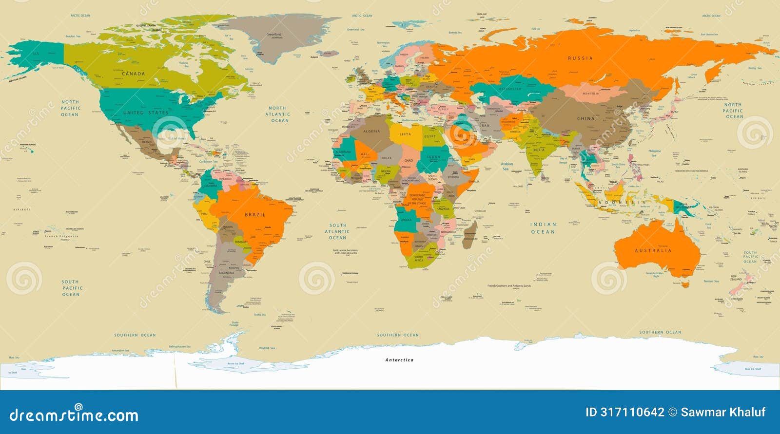 Political simple world map stock vector. Illustration of screenshot ...