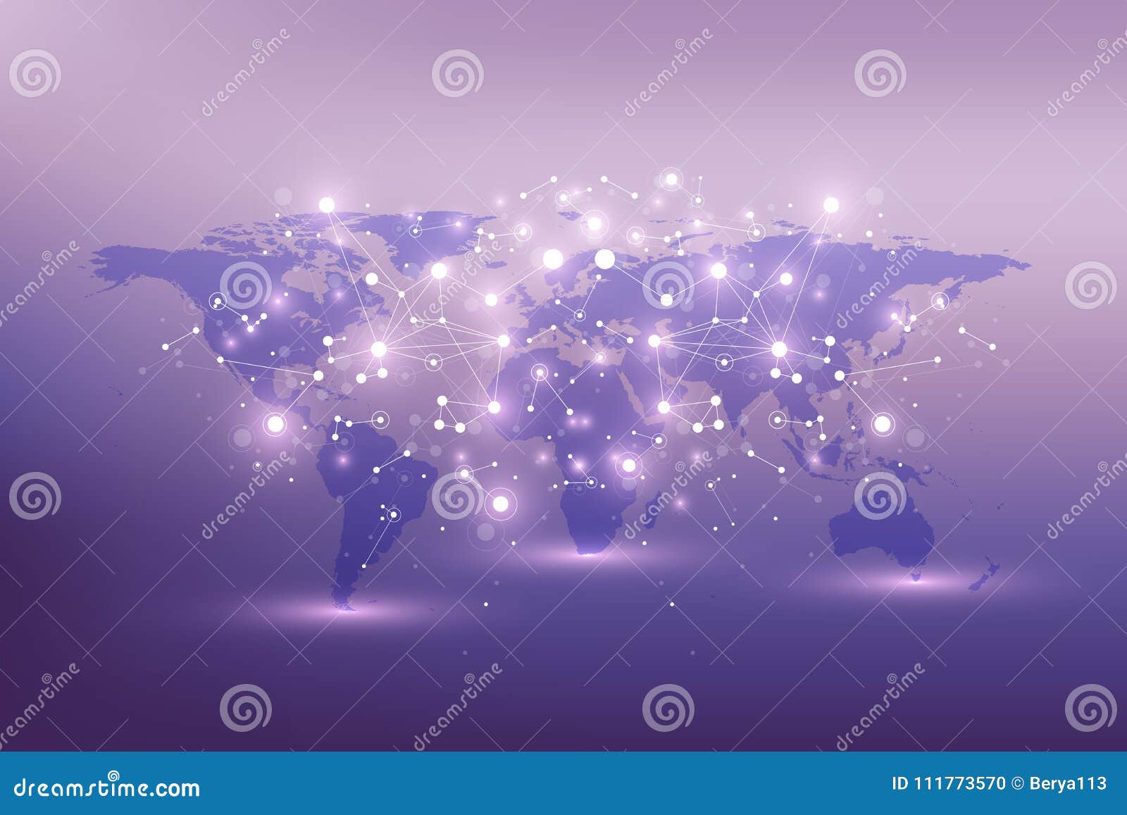 Political World Map with Global Technology Networking Concept. Digital ...