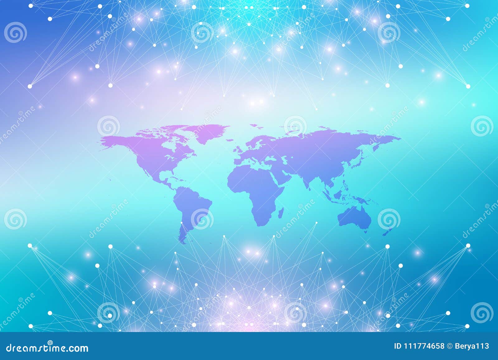 Political World Map with Global Technology Networking Concept. Digital ...