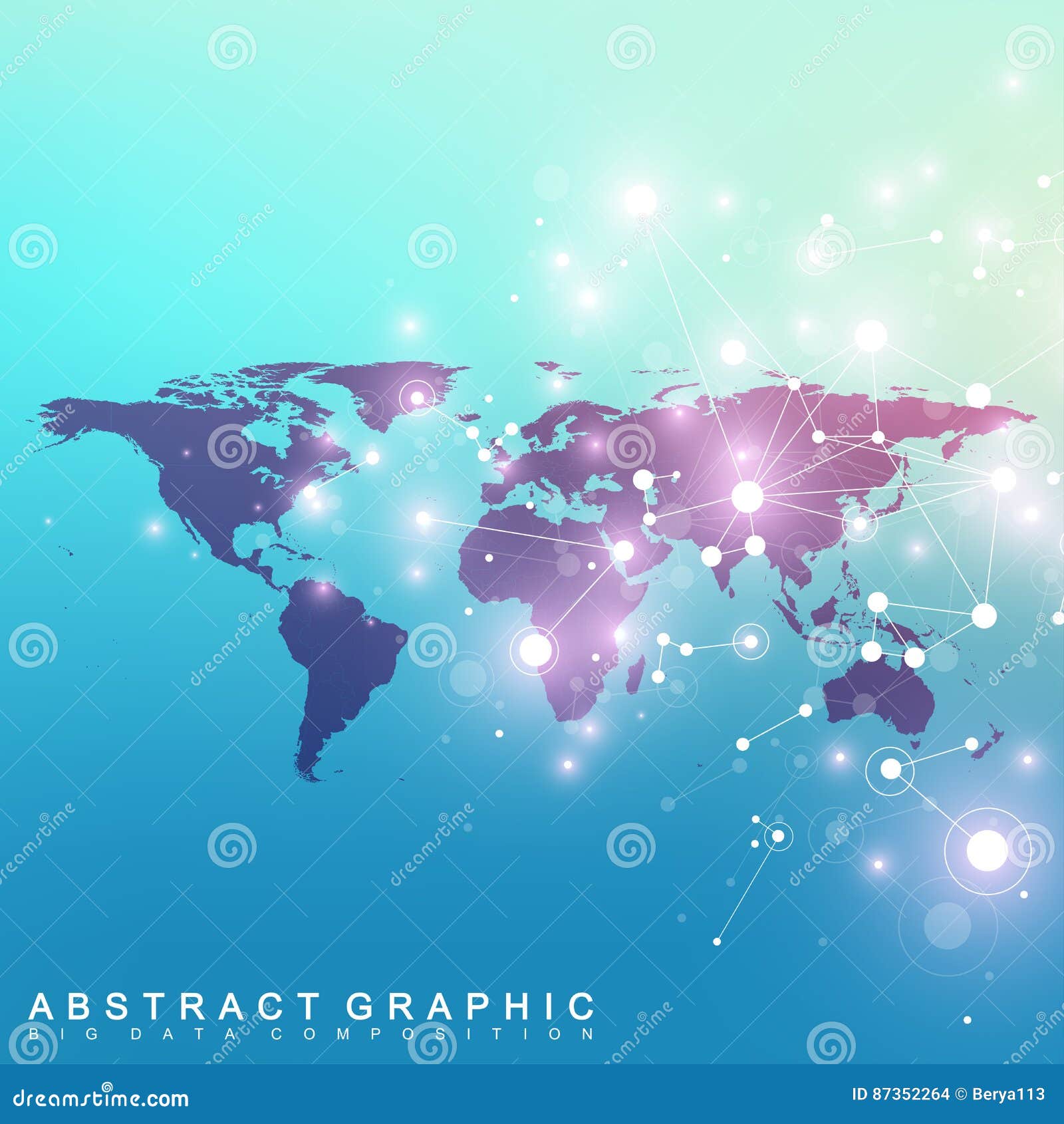 Political World Map with Global Technology Networking Concept. Digital ...