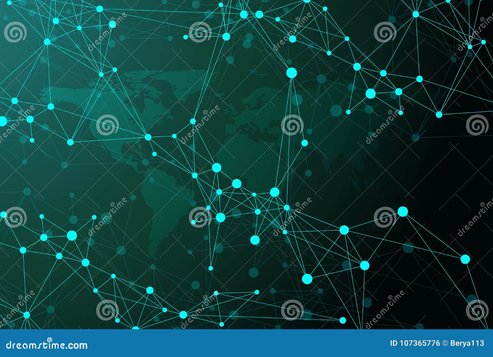 Political World Map with Global Technology Networking Concept. Digital ...