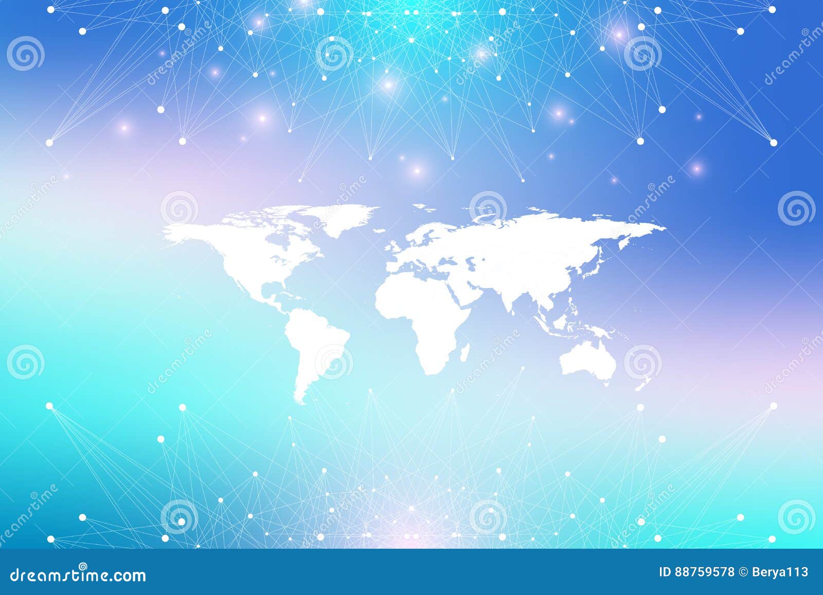 Political World Map with Global Technology Networking Concept. Digital ...