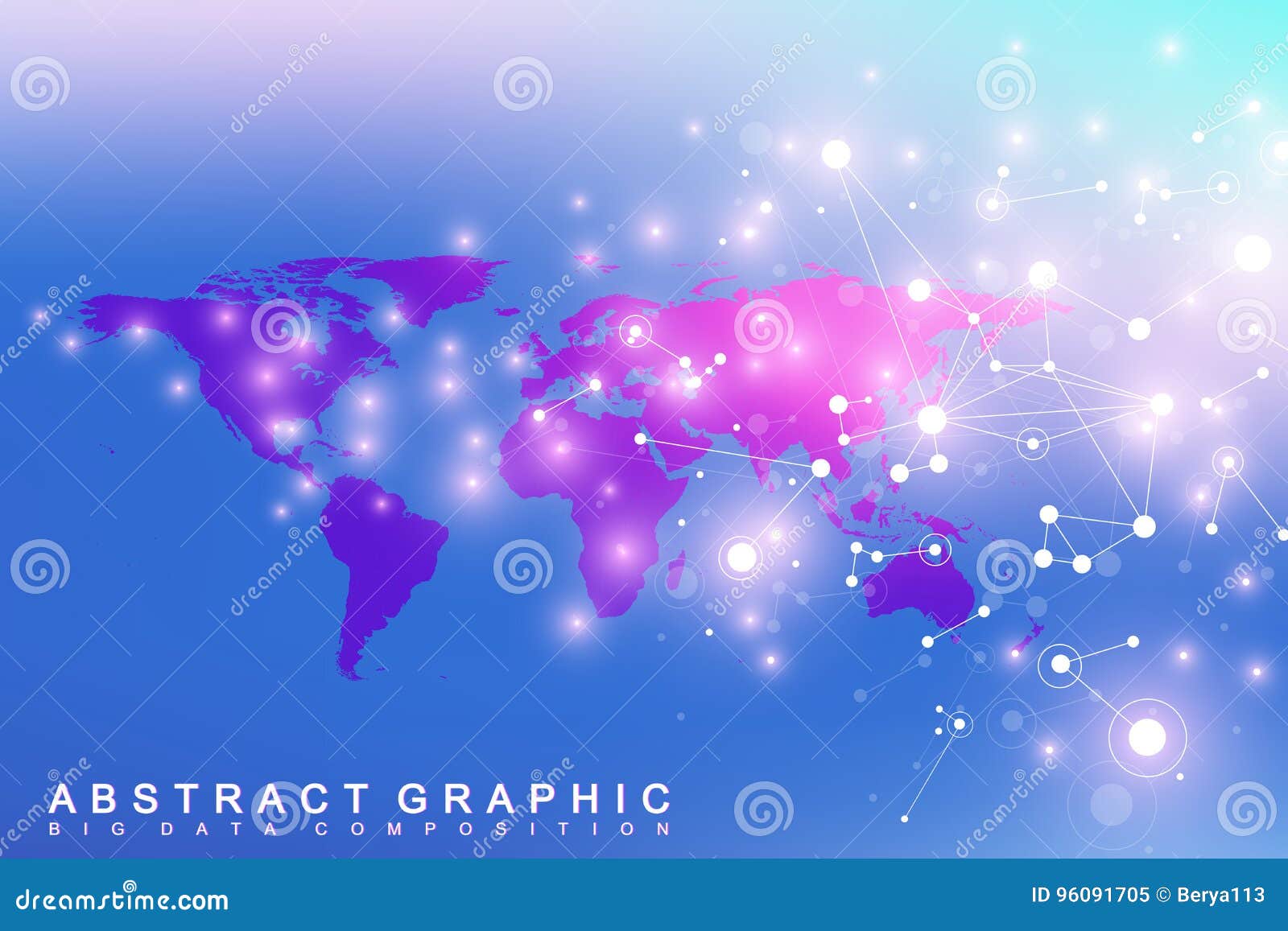 Political World Map with Global Technology Networking Concept. Digital ...