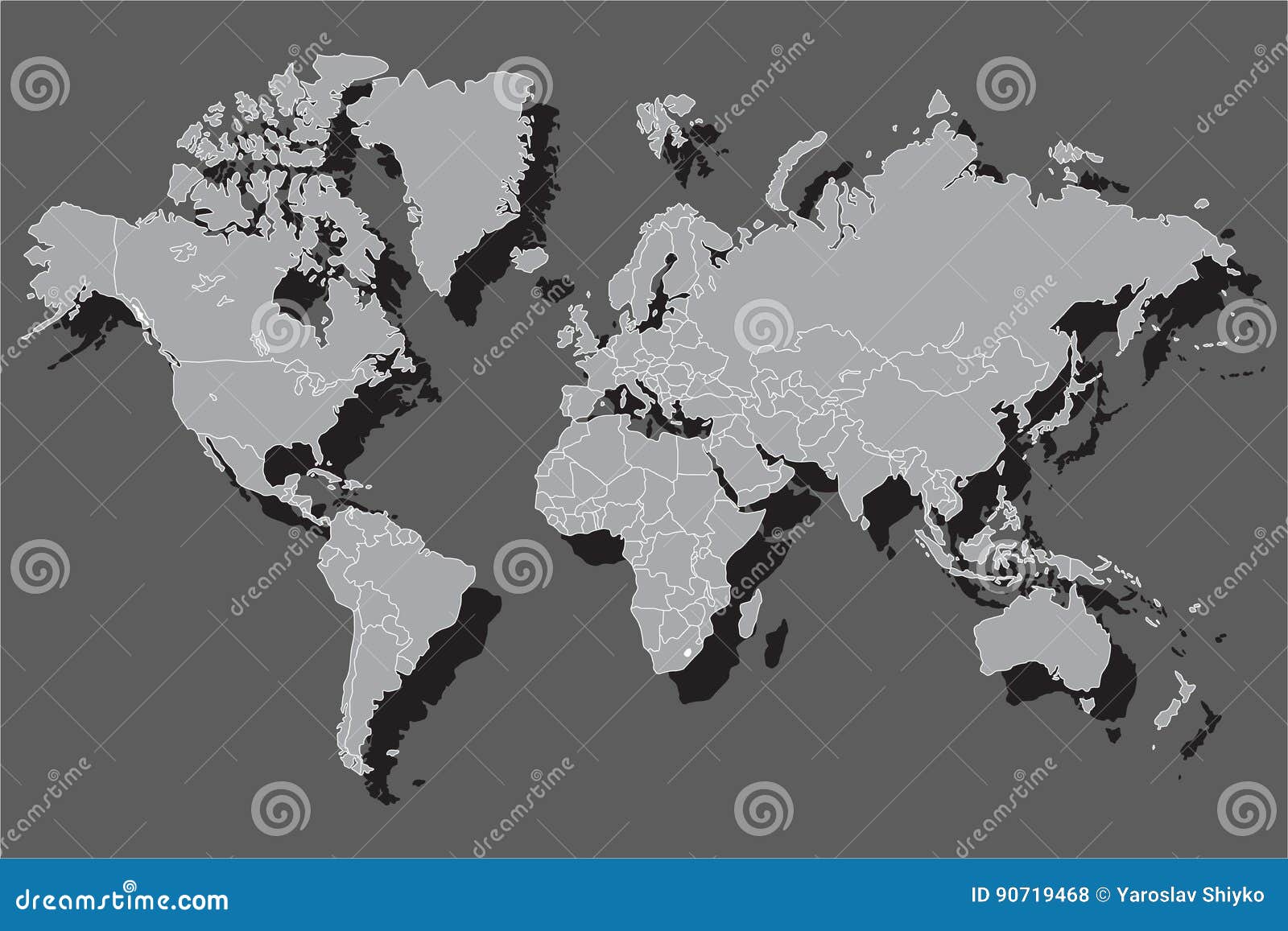 Political World Map with Shadow , Vector Illustration Stock Vector ...