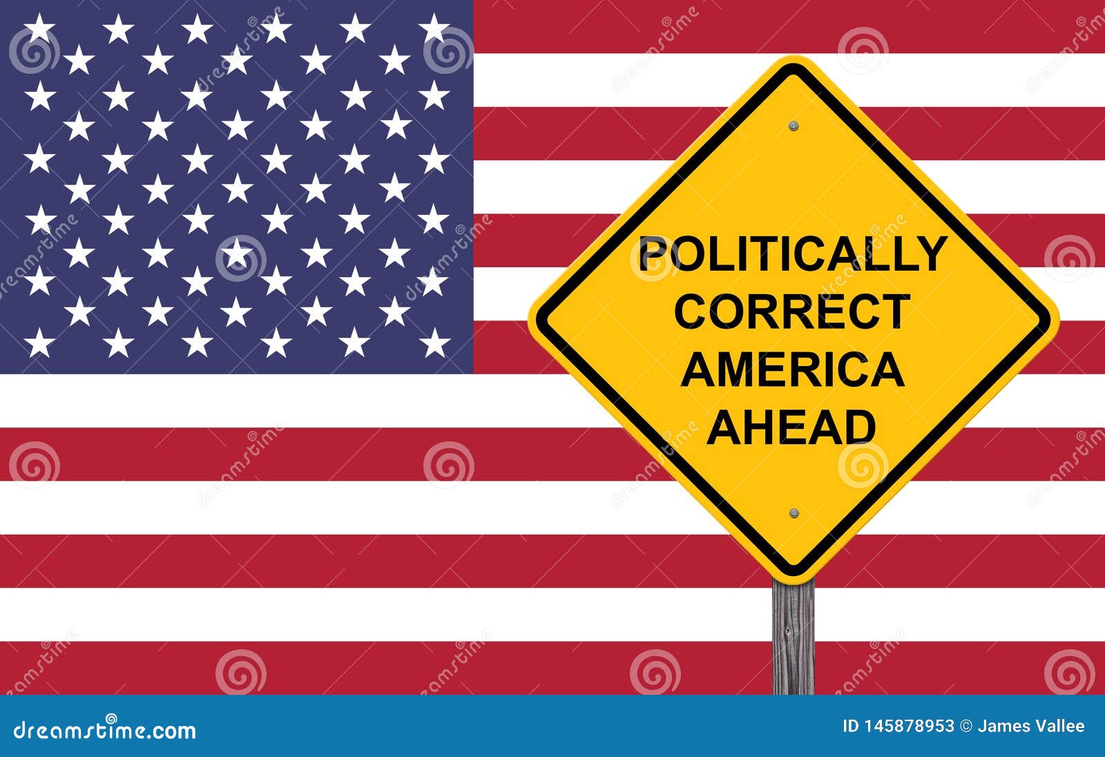 Politically Correct America Ahead Warning Sign Stock Illustration ... Politically Correct America Ahead Warning Sign Stock Illustration ...