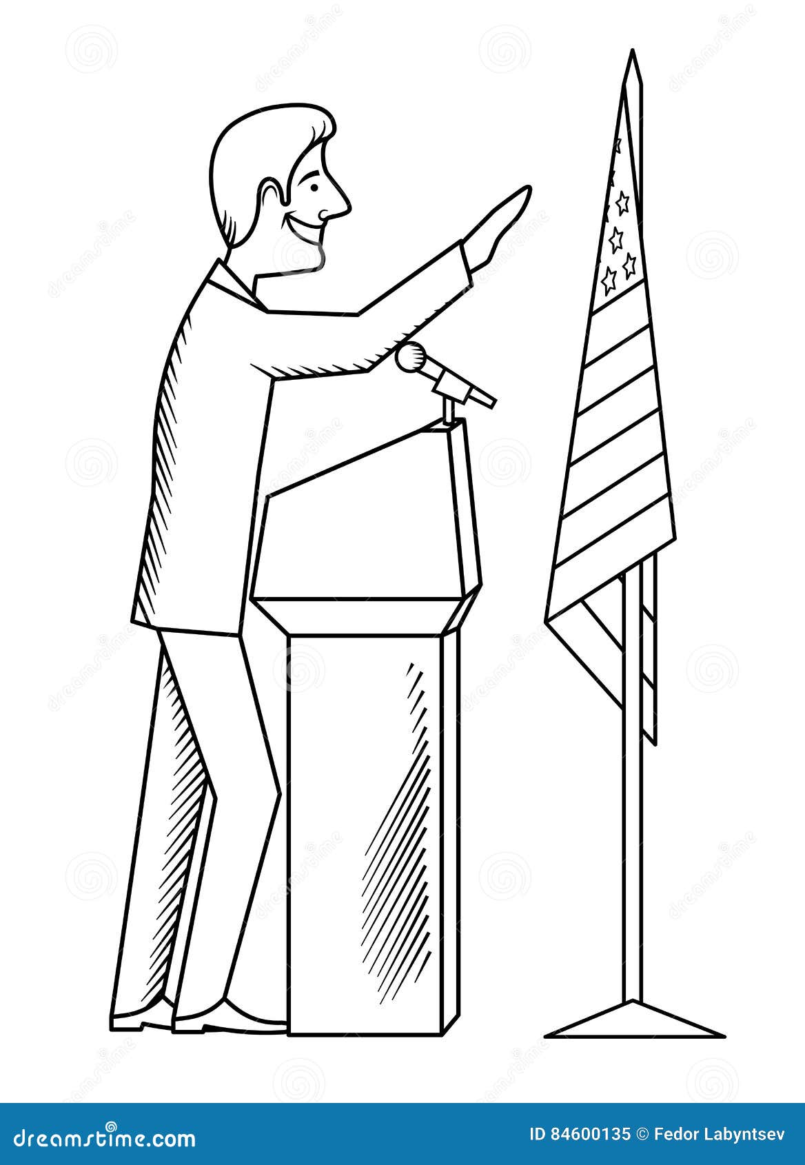 Politician a Performance at the Microphone. Stock Vector - Illustration ...