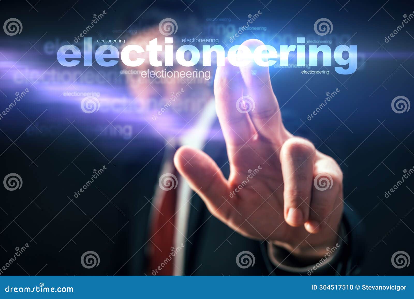 Politician Pushing Virtual Screen Interface with Word Electioneering ...