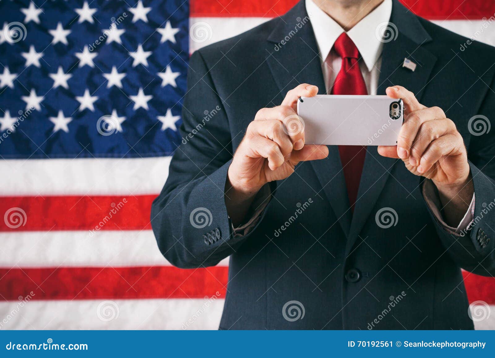 Politician: Using a Cell Phone As a Camera Stock Image - Image of male ...