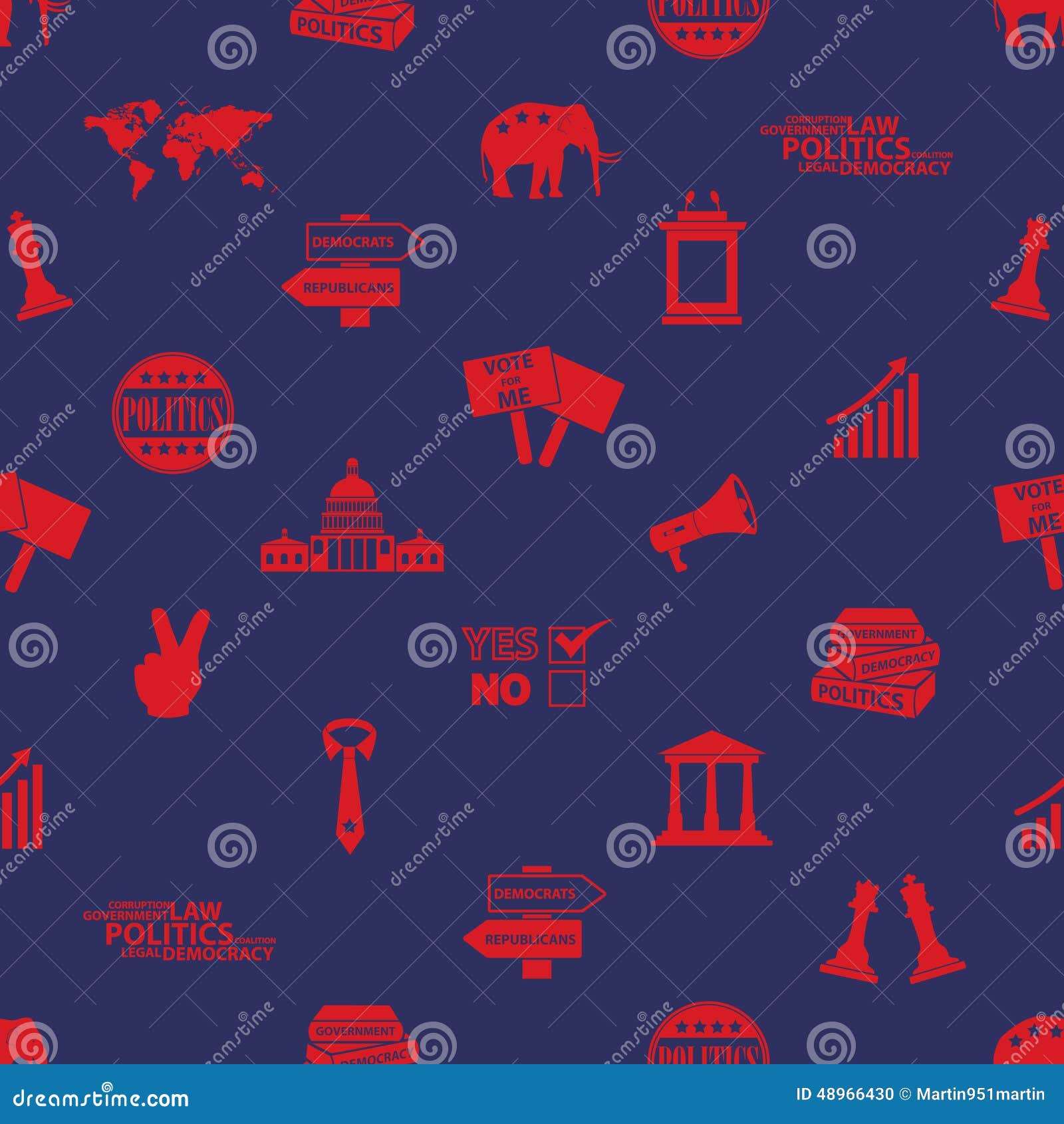 Politics Red and Blue Icons Seamless Pattern Editorial Image ...