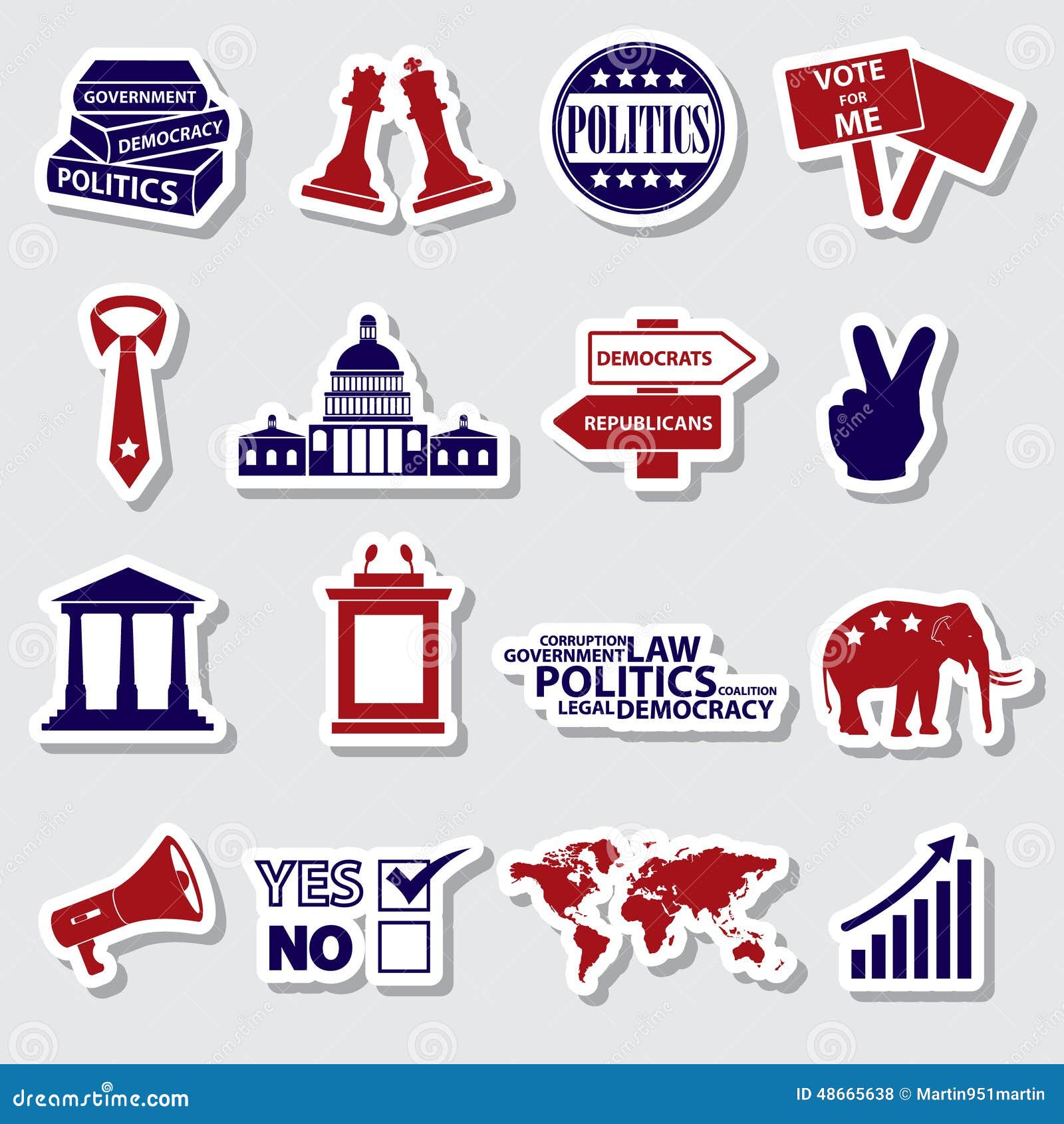 Politics Red and Blue Simple Stickers Set Editorial Stock Photo ...