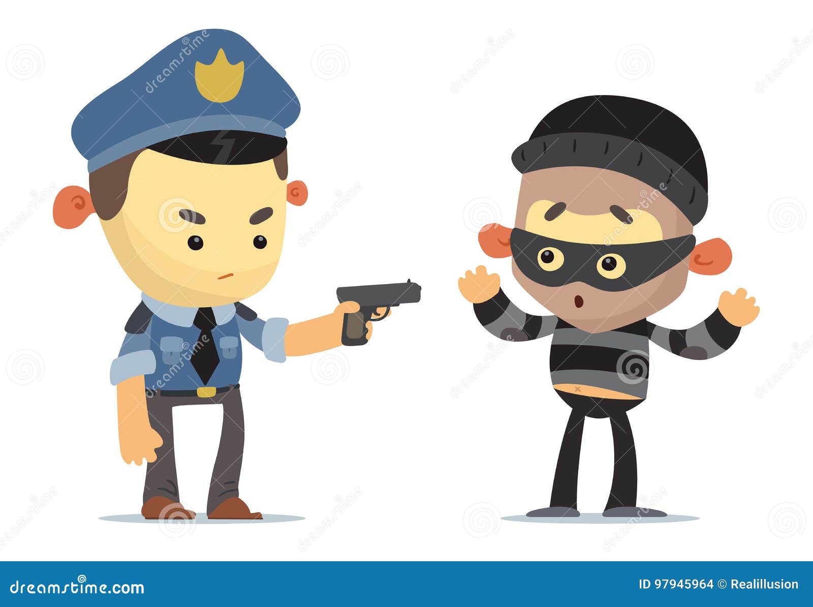 Politie en dief vector illustratie. Illustration of karakter - 97945964