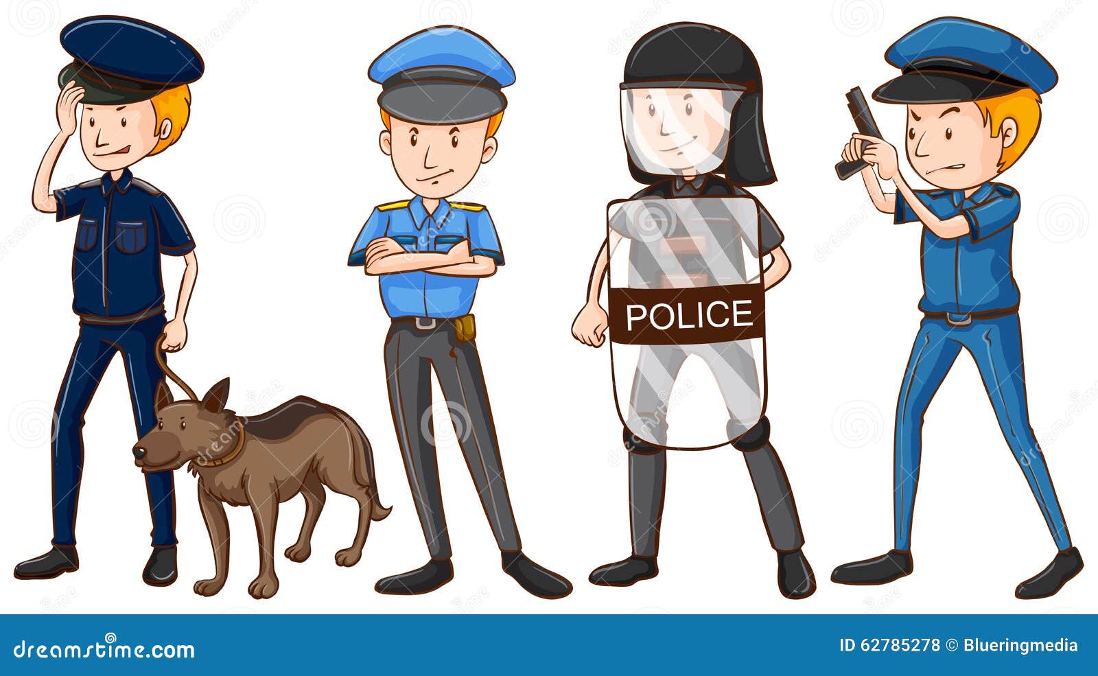 Politie in Verschillende Uniformen Vector Illustratie - Illustration of ...