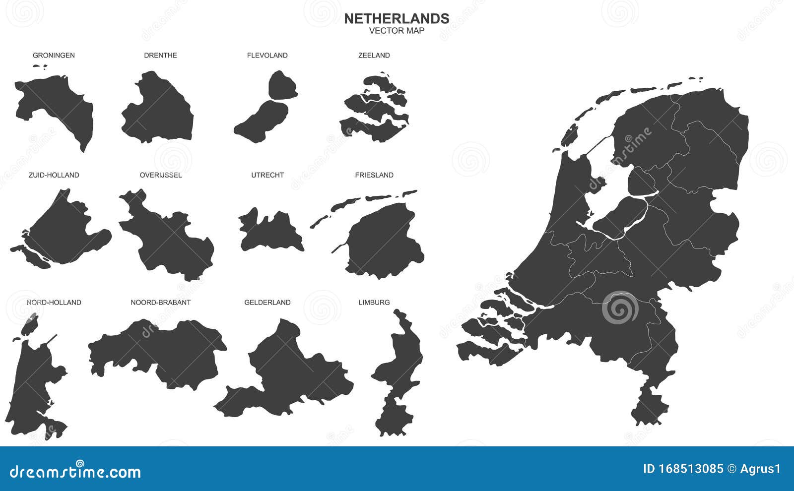 Politieke Kaart Van Nederland Geïsoleerd Op Witte Achtergrond Vector